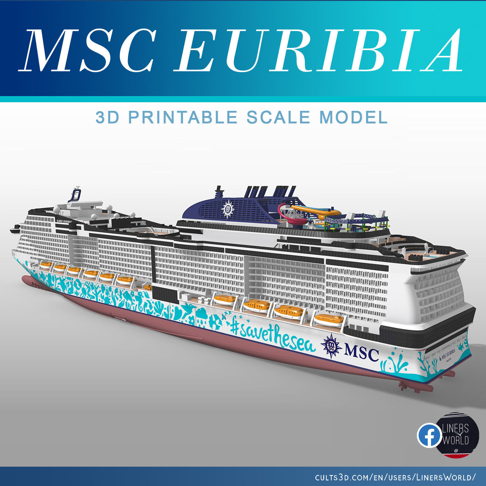 MSC EURIBIA cruise ship print ready model 3D model 3D printable | CGTrader