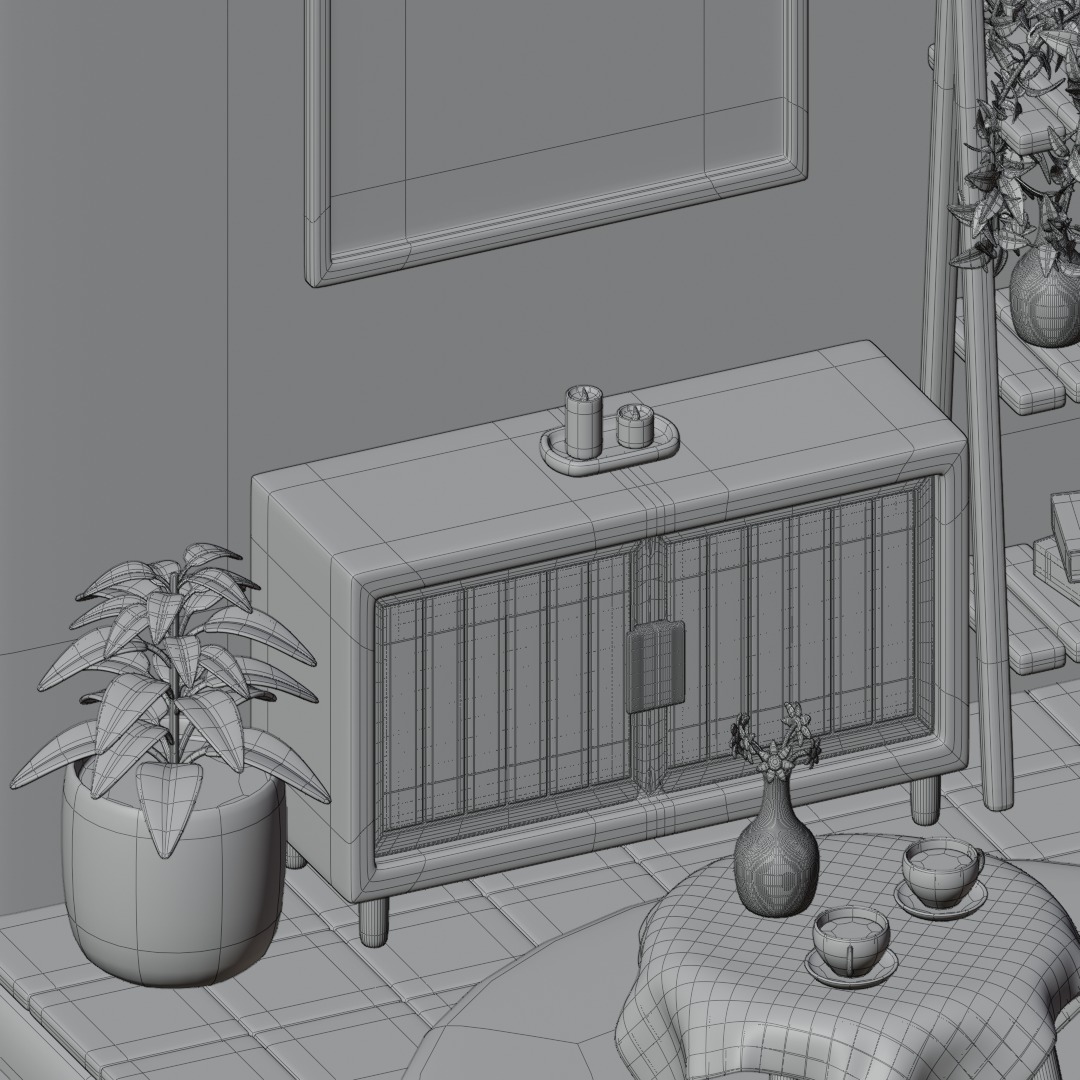 Interior-building cute living room isometric free 3D model | CGTrader