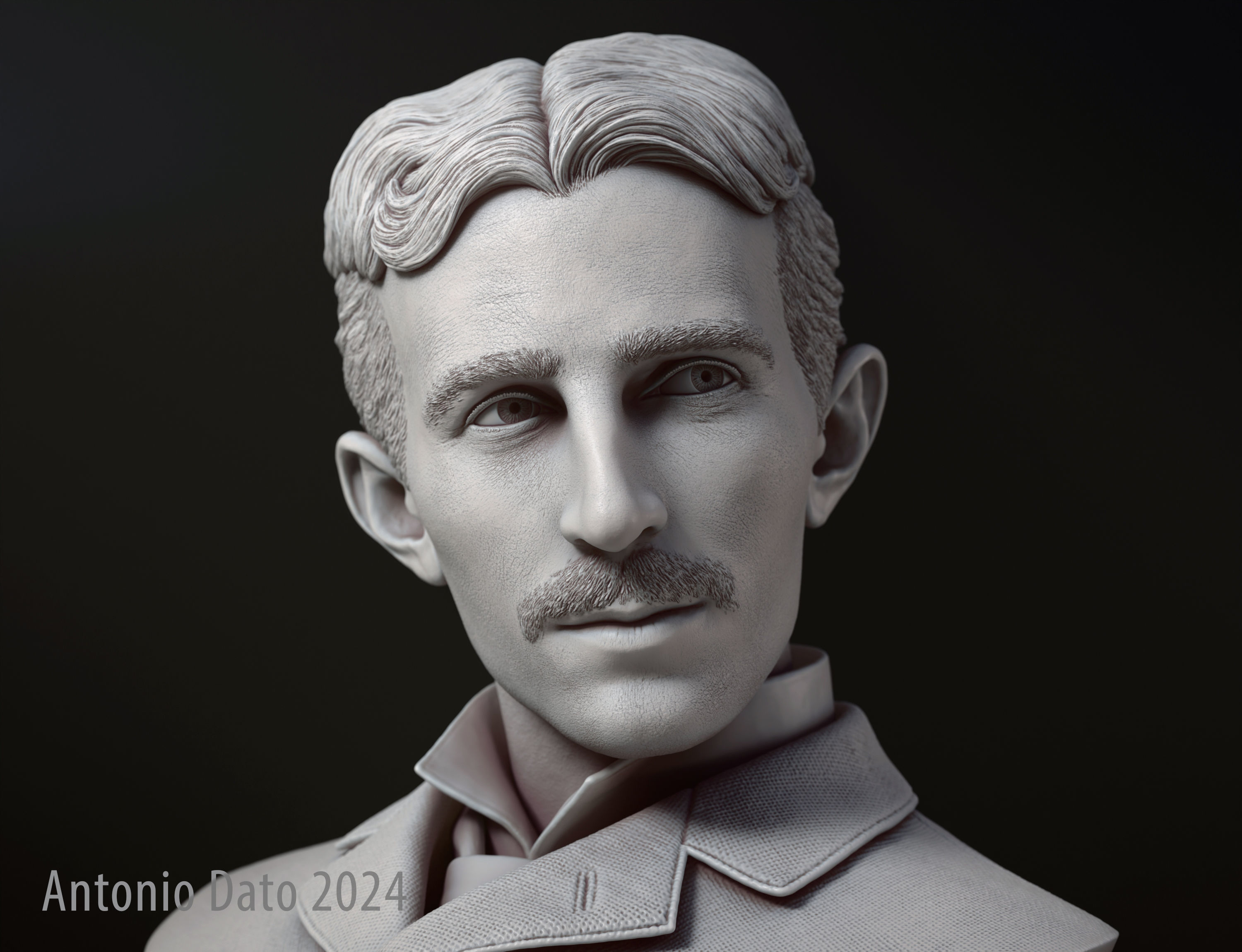 Nikola Tesla bust portrait 3D model 3D printable | CGTrader