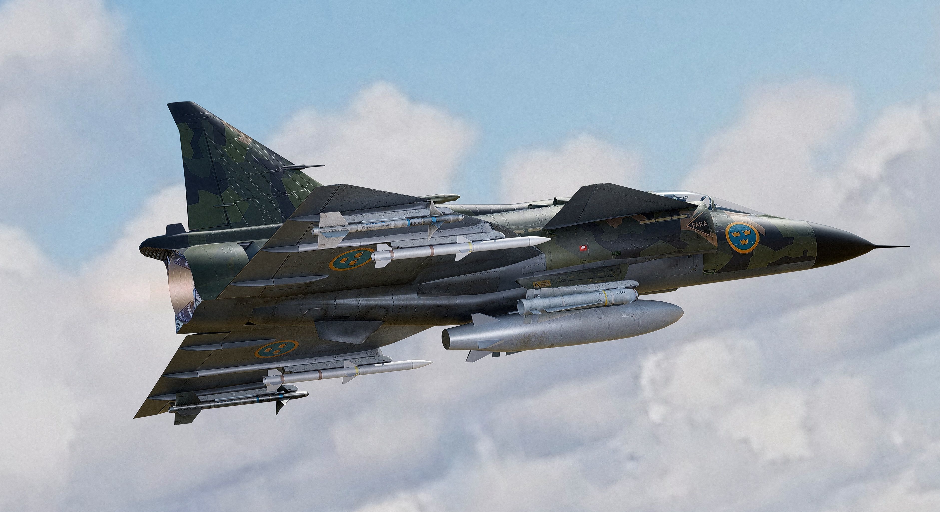 3D model Saab 37 ViggenForest-High Quality Textures with Cocpit-Fully ...