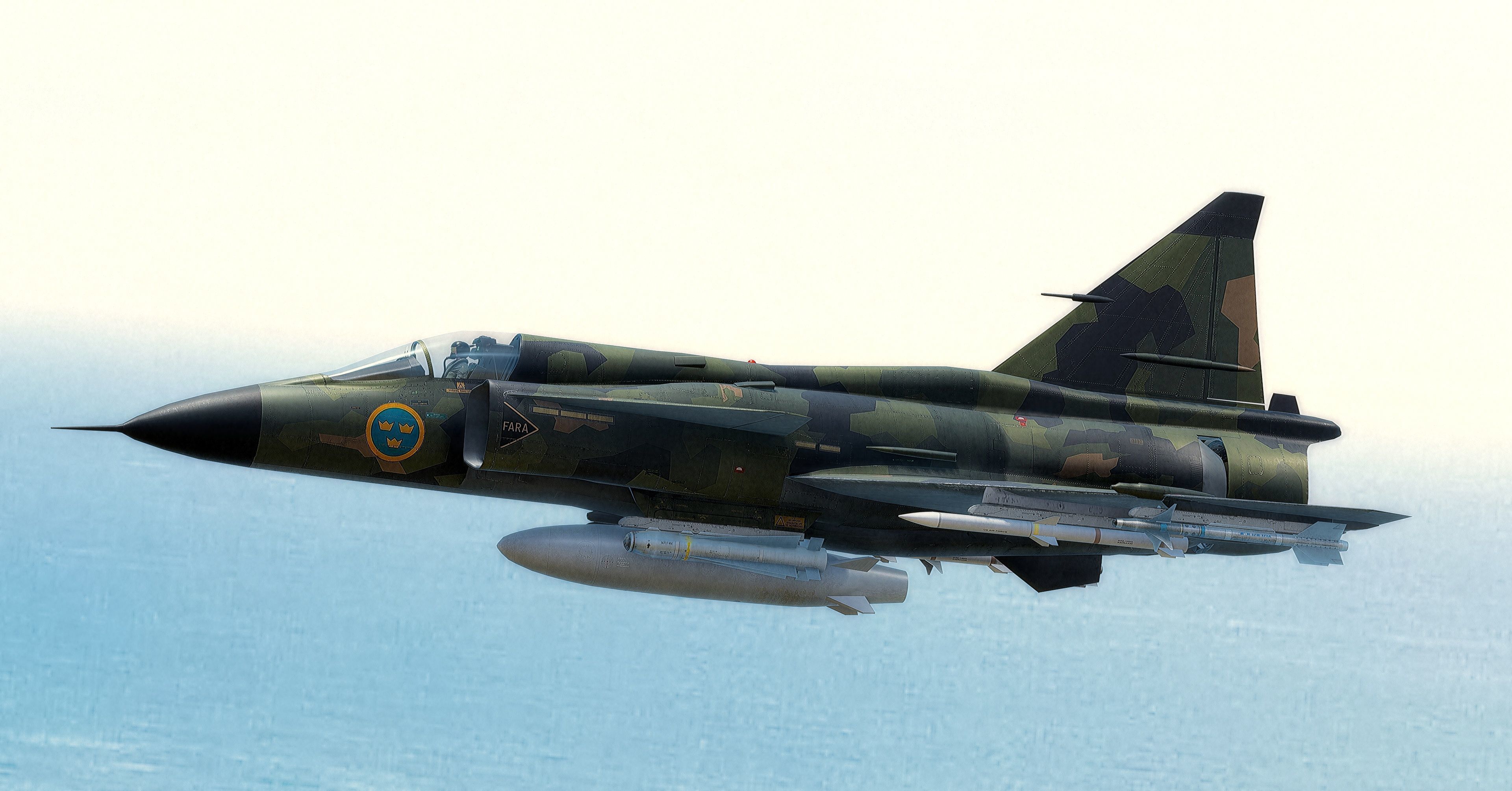 3D model Saab 37 ViggenForest-High Quality Textures with Cocpit-Fully ...