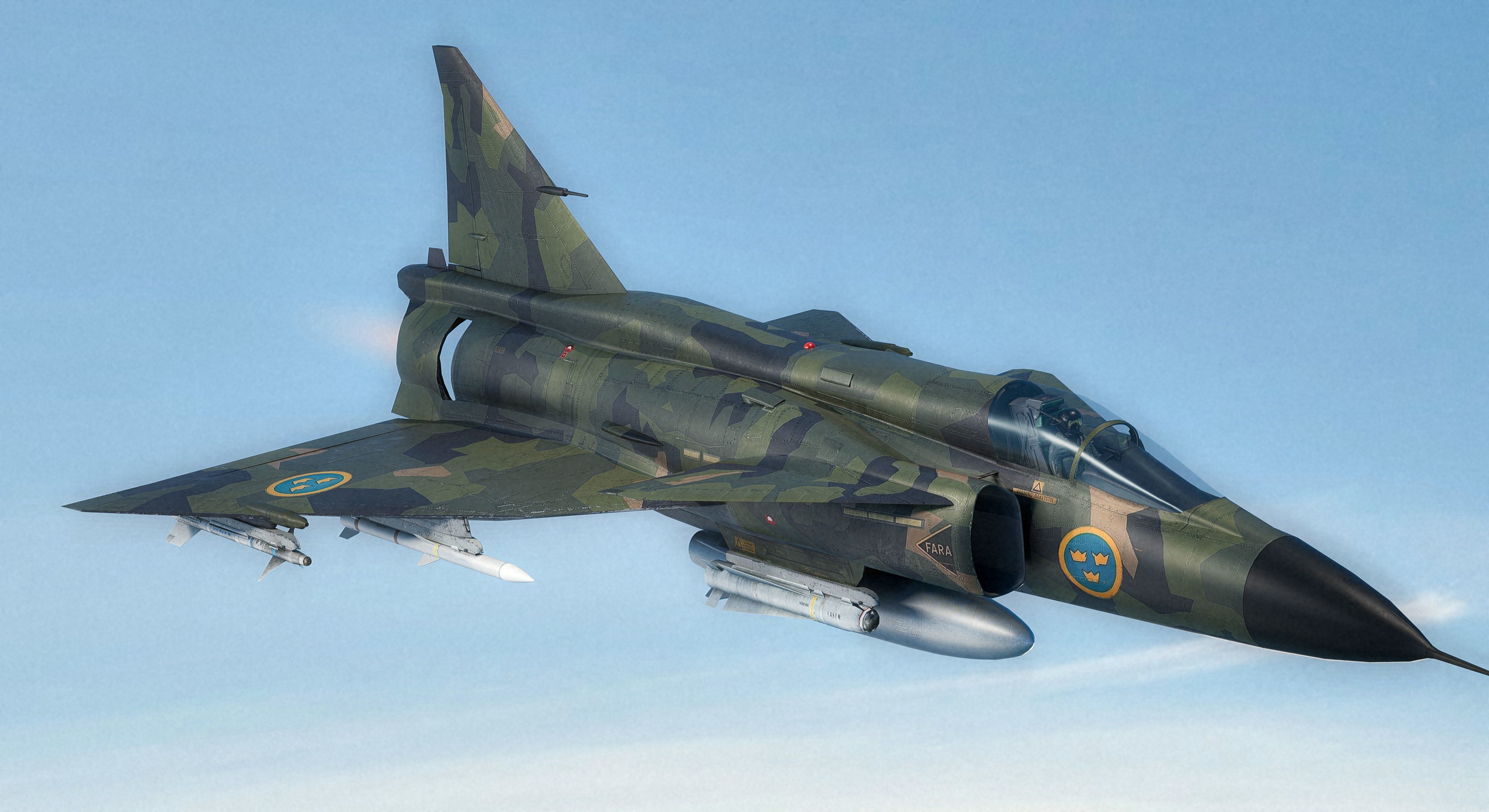 3D model Saab 37 ViggenForest-High Quality Textures with Cocpit-Fully ...