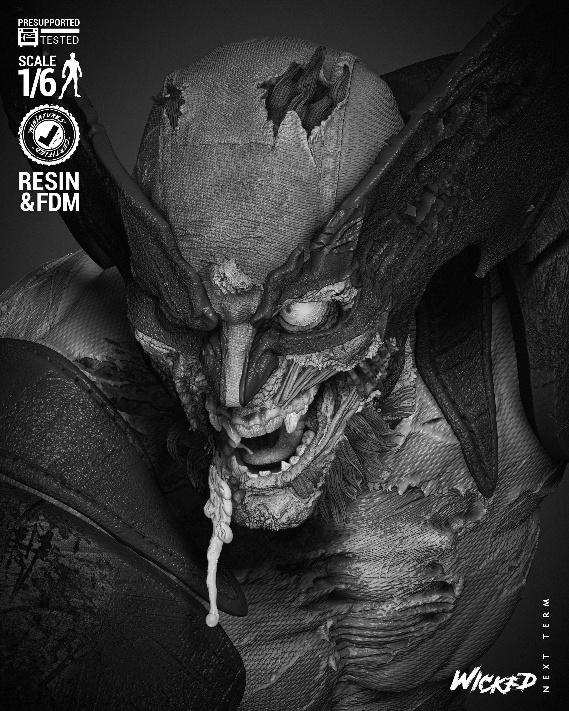 Wicked Marvel Wolverine Zombie Sculpture 3D model 3D printable | CGTrader