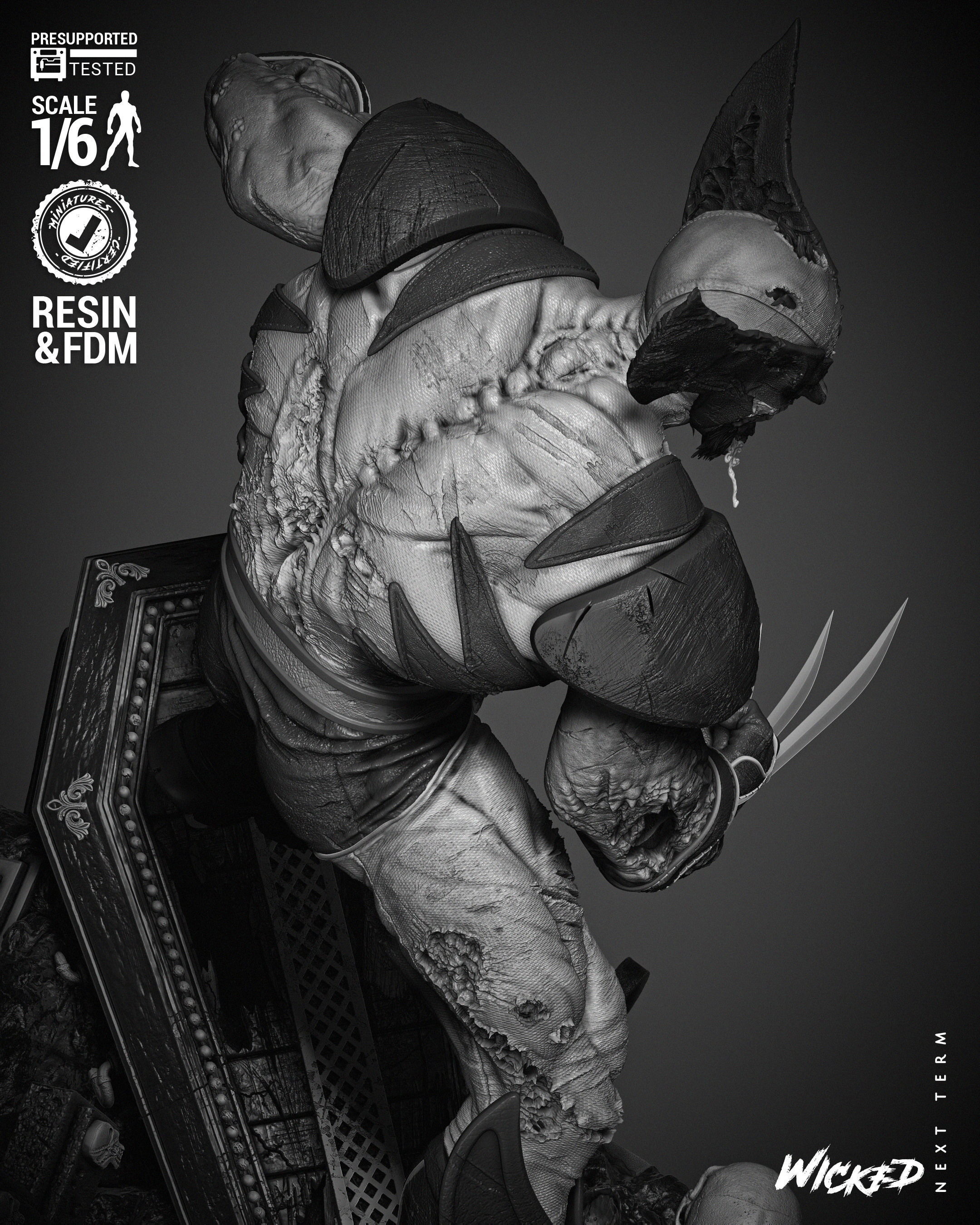 Wicked Marvel Wolverine Zombie Sculpture 3D model 3D printable | CGTrader