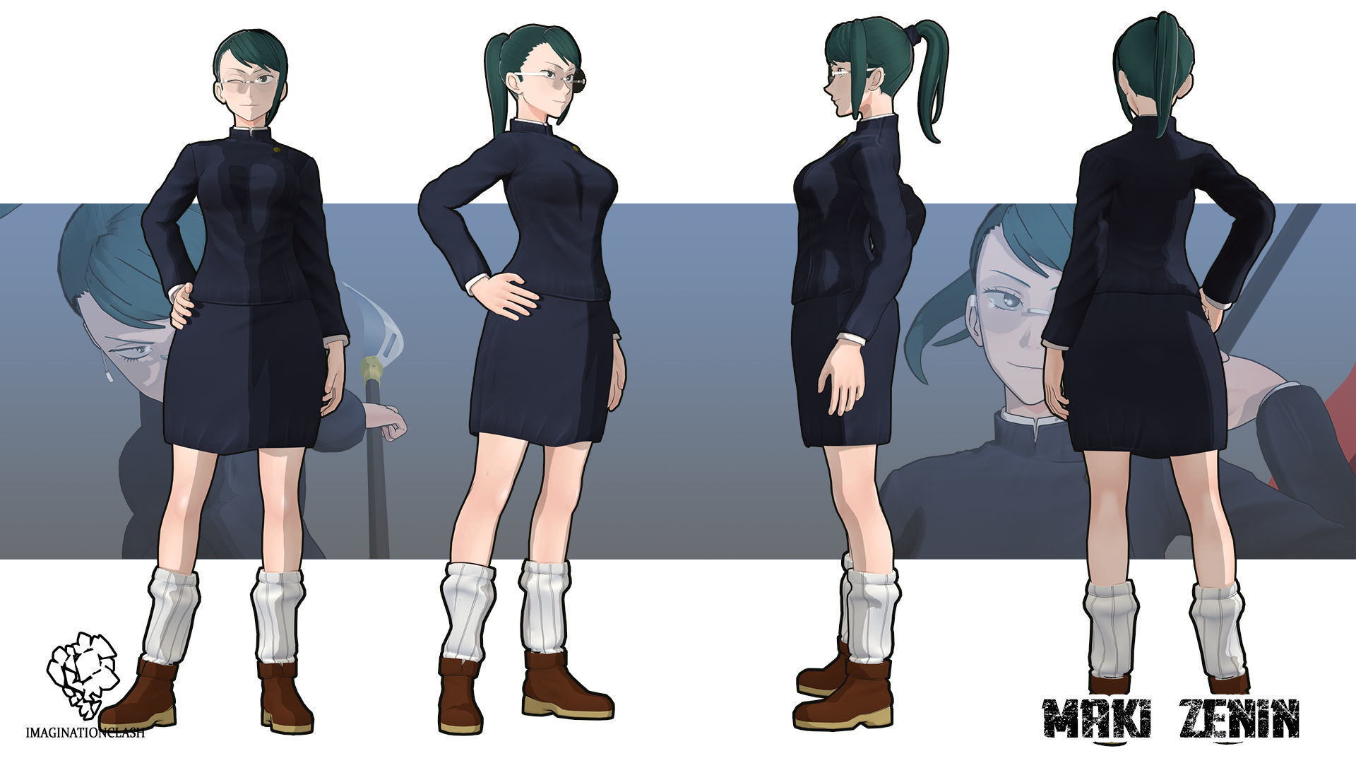 Maki Zenin Young 3D model rigged | CGTrader