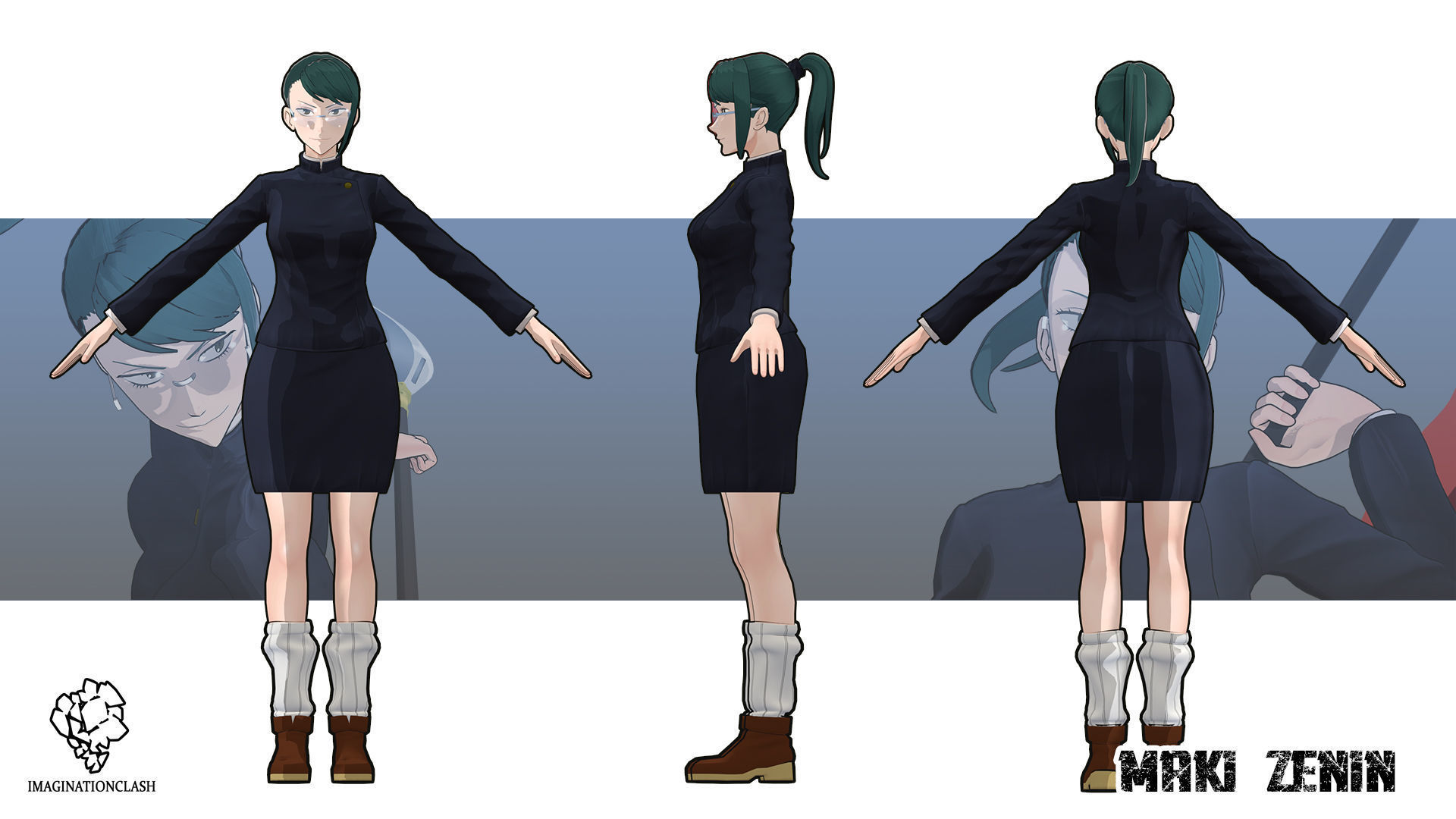 Maki Zenin Young 3D model rigged | CGTrader