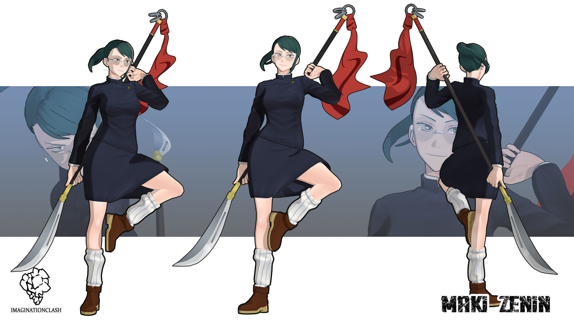 Maki Zenin Young 3D model rigged | CGTrader