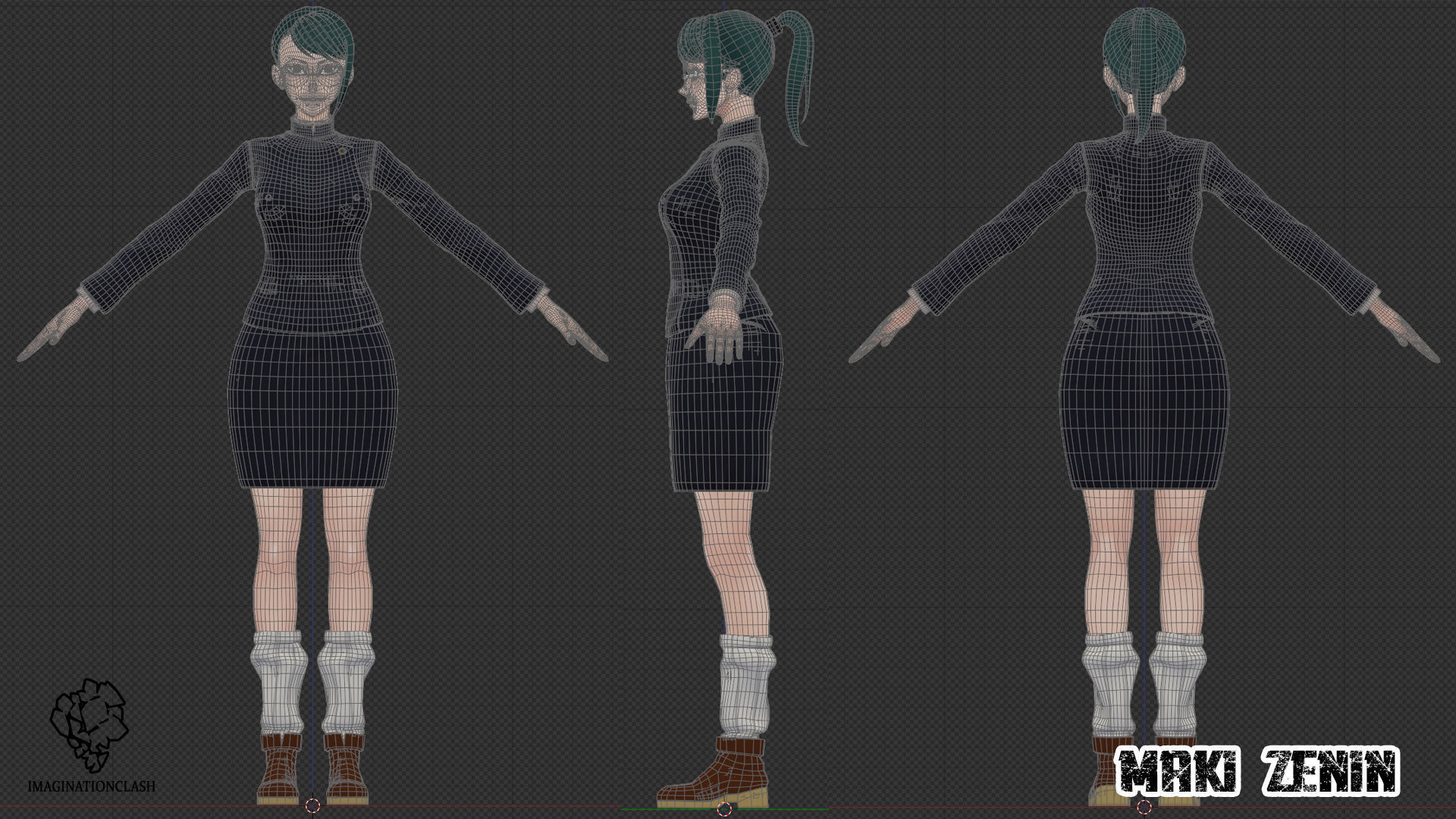 Maki Zenin Young 3D model rigged | CGTrader