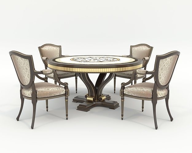 European style Dining Table and Chairs 13 3D model | CGTrader