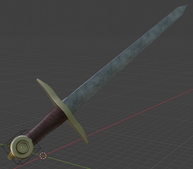 Steel Battle-Worn Sword with Leather Grip and Golden Pommel free VR ...