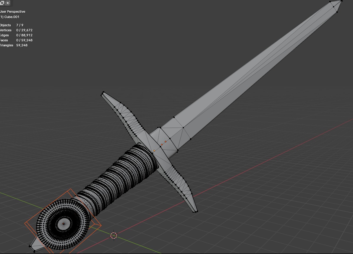 Steel Battle-Worn Sword with Leather Grip and Golden Pommel free VR ...