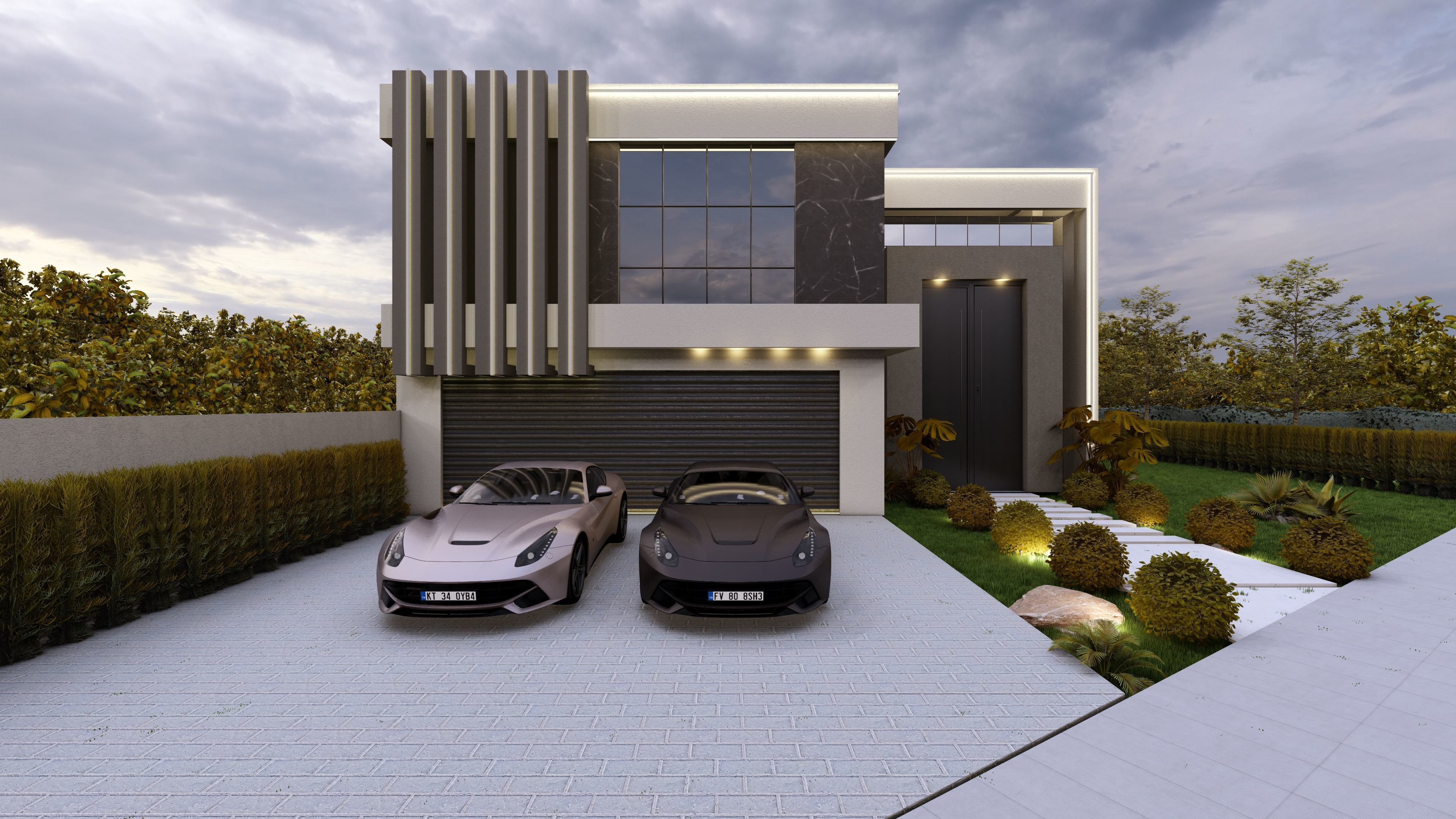 Modern Luxury Villa Exterior with Garage LumionReady Scene 3D model ...