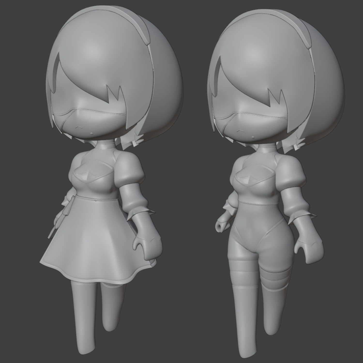 2B Chibi figure - Nikke 3D print model 3D model 3D printable | CGTrader
