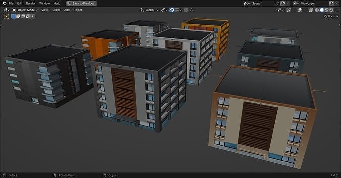 3D model Low Poly Apartment Buildings Pack 2 VR / AR / low-poly | CGTrader