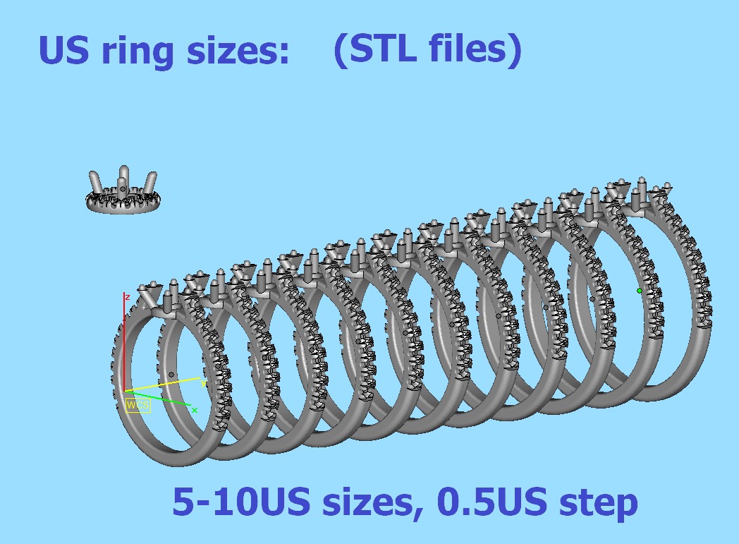 5mm Round Gem and 7x5 Oval Gem Halo Engagement Rings 3D Model ...