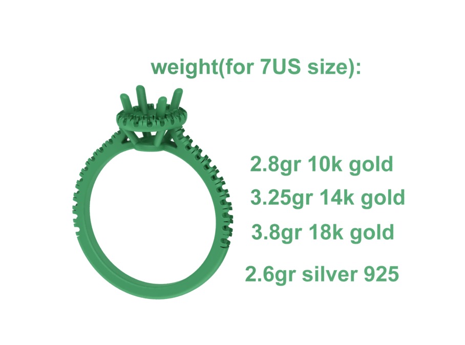 5mm Round Gem and 7x5 Oval Gem Halo Engagement Rings 3D Model ...