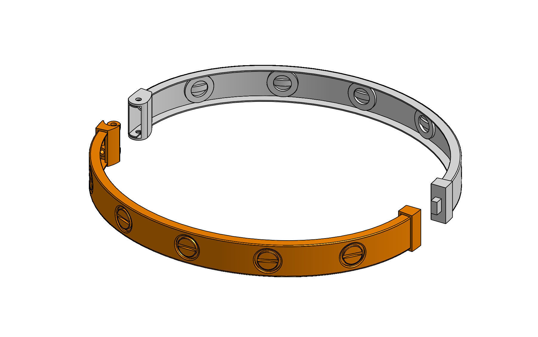 Screw bracelet with spring lock cad file 3D model 3D printable | CGTrader