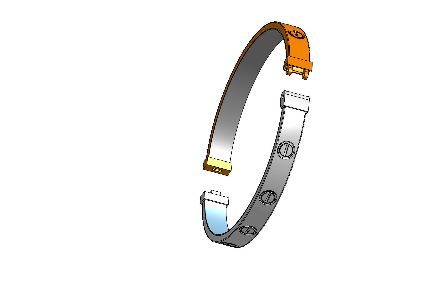 Screw bracelet with spring lock cad file 3D model 3D printable | CGTrader