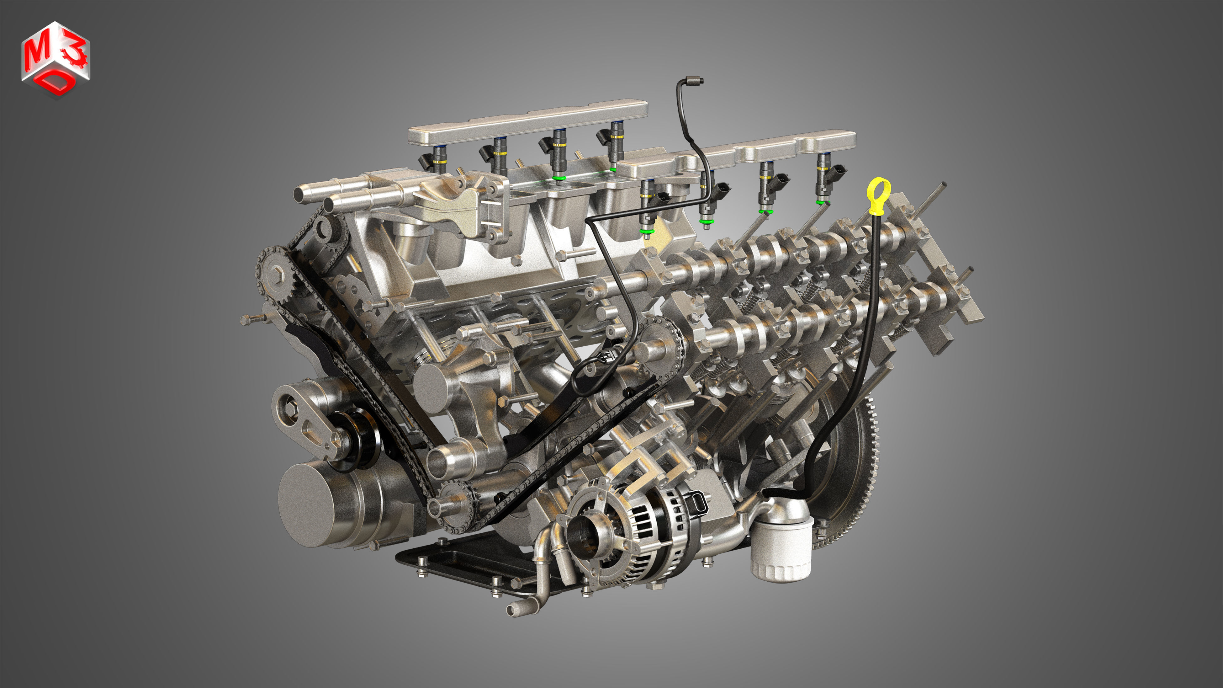 V8 supercharger Car Engine with Full Internal and External Parts 3D ...