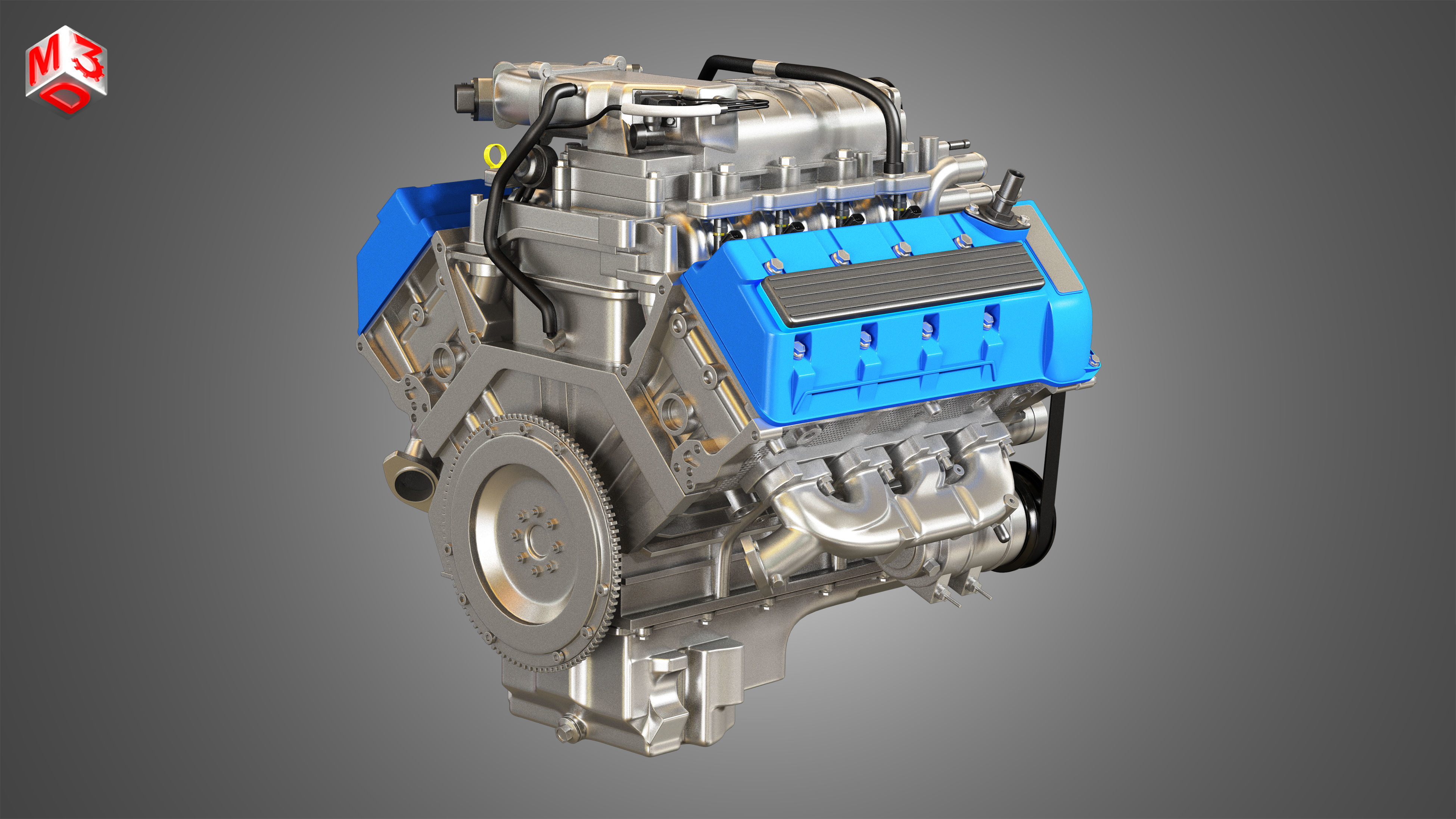 V8 supercharger Car Engine with Full Internal and External Parts 3D ...