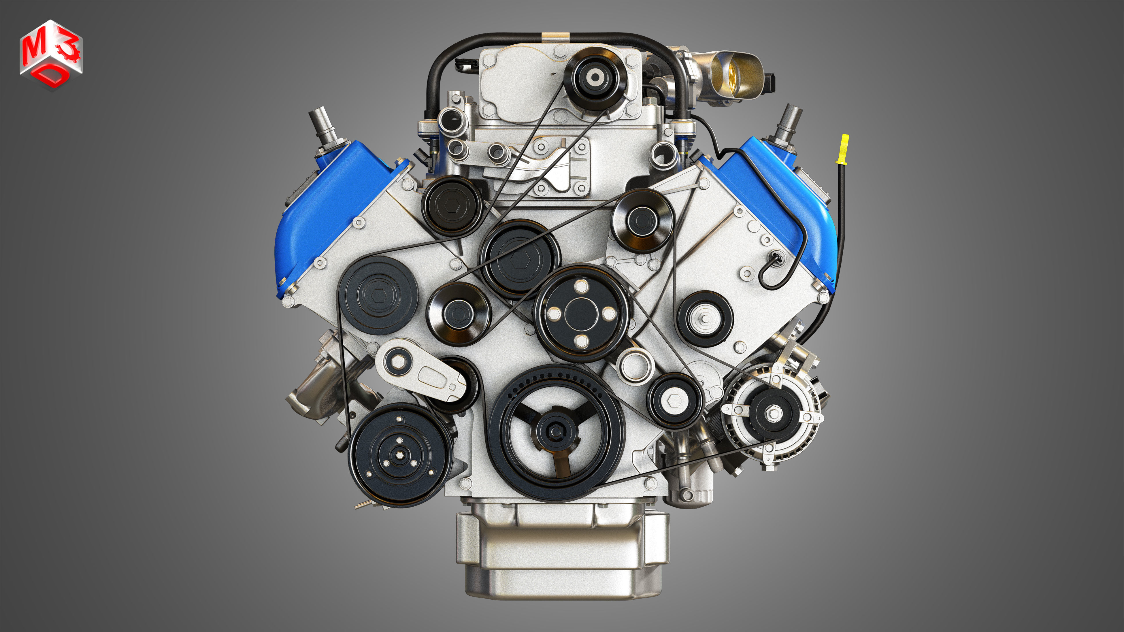 V8 supercharger Car Engine with Full Internal and External Parts 3D ...