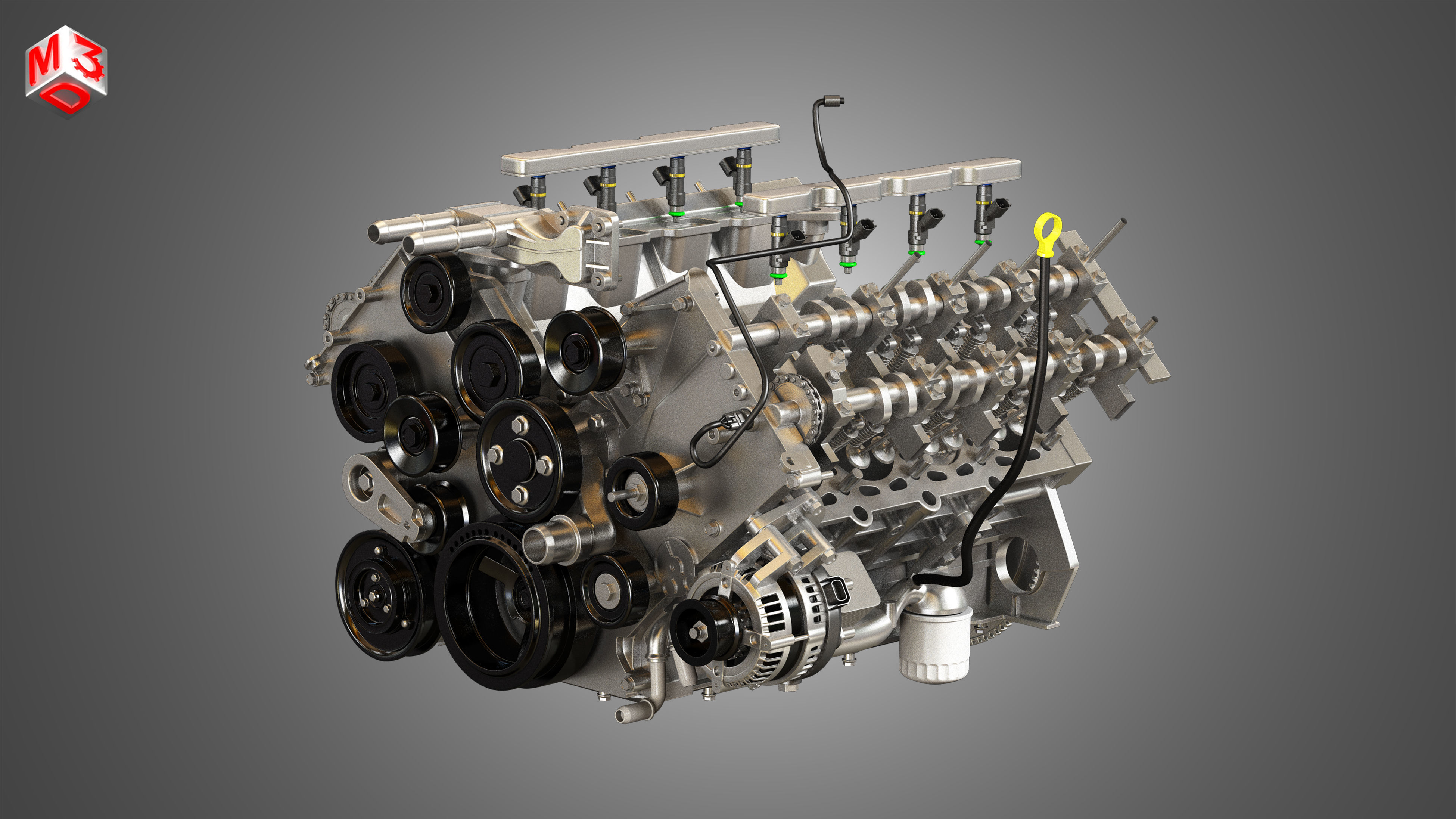 V8 supercharger Car Engine with Full Internal and External Parts 3D ...
