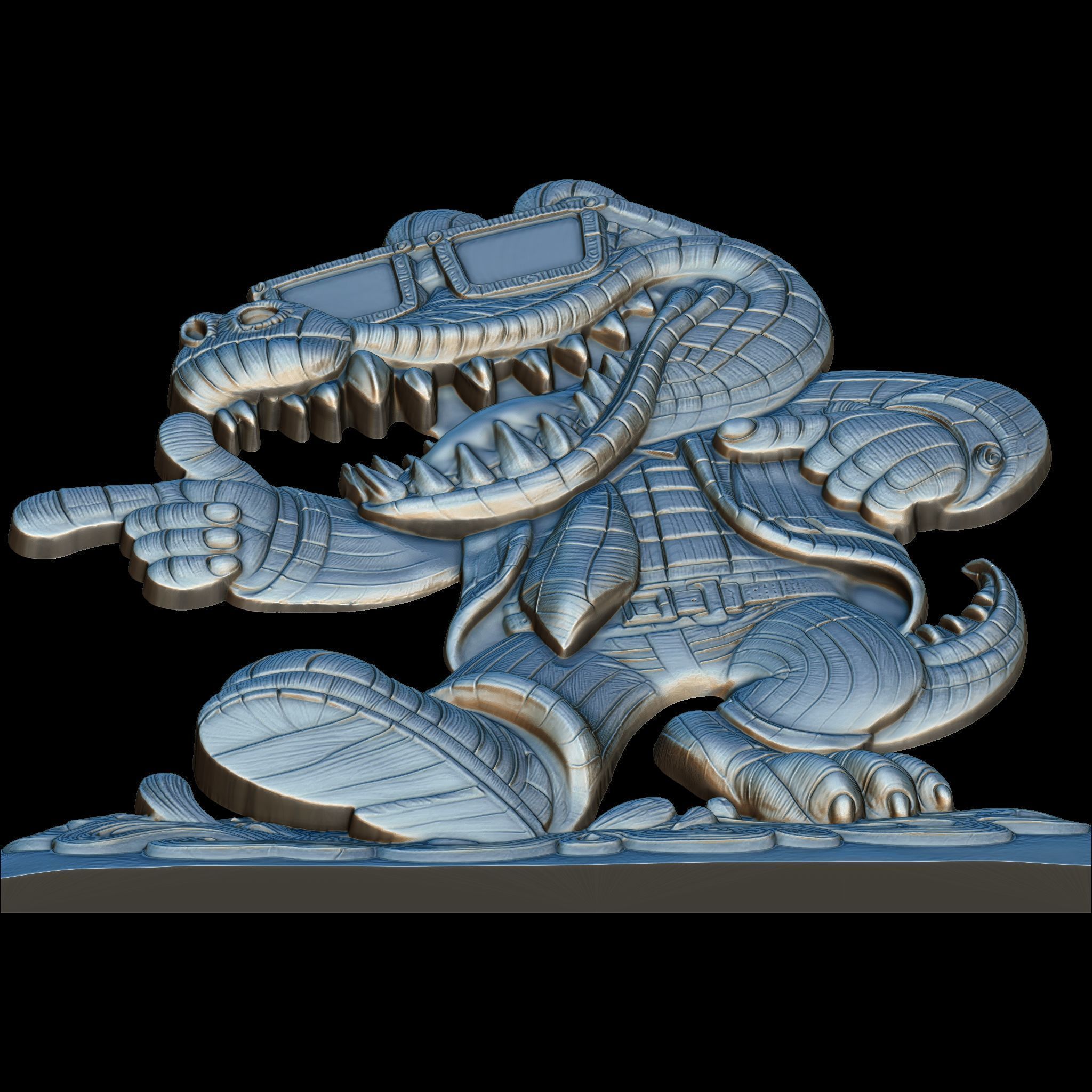 Gentleman Crocodile Bas Relief STL file for 3d Printing or CNC 3D model ...