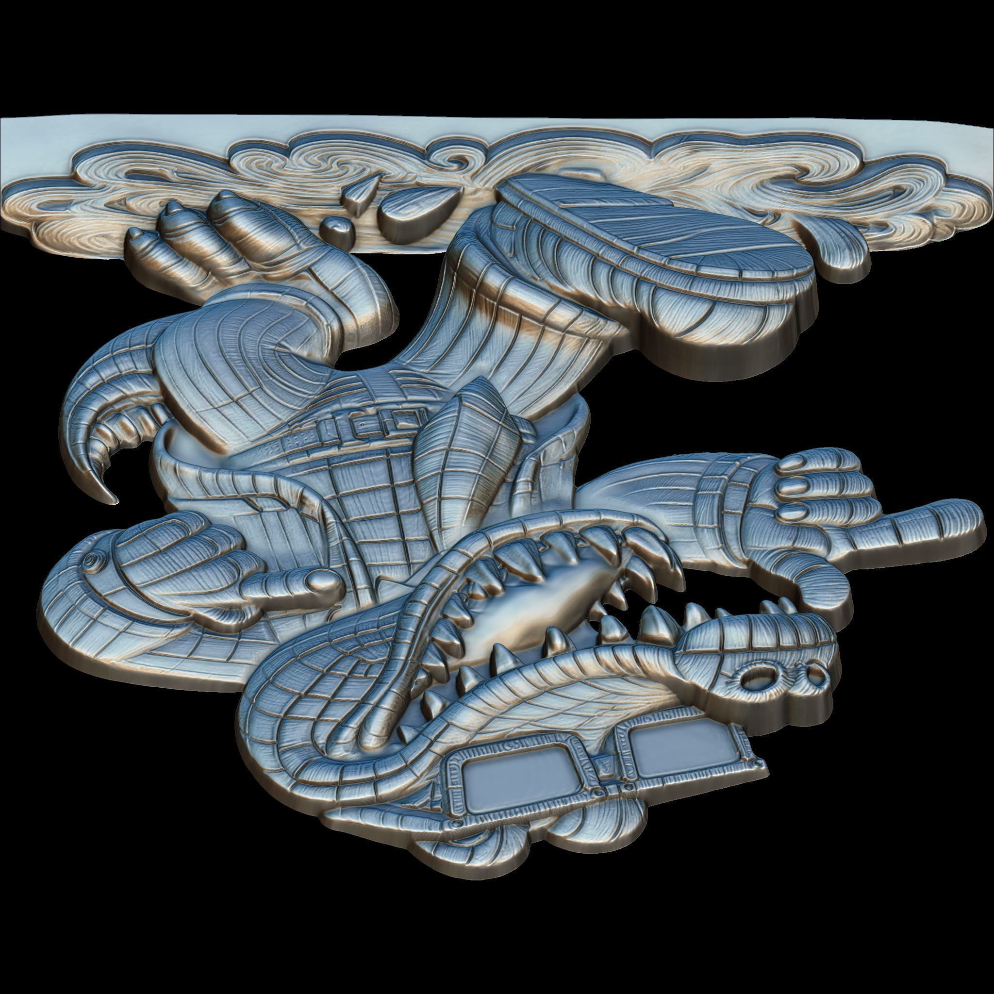 Gentleman Crocodile Bas Relief STL file for 3d Printing or CNC 3D model ...