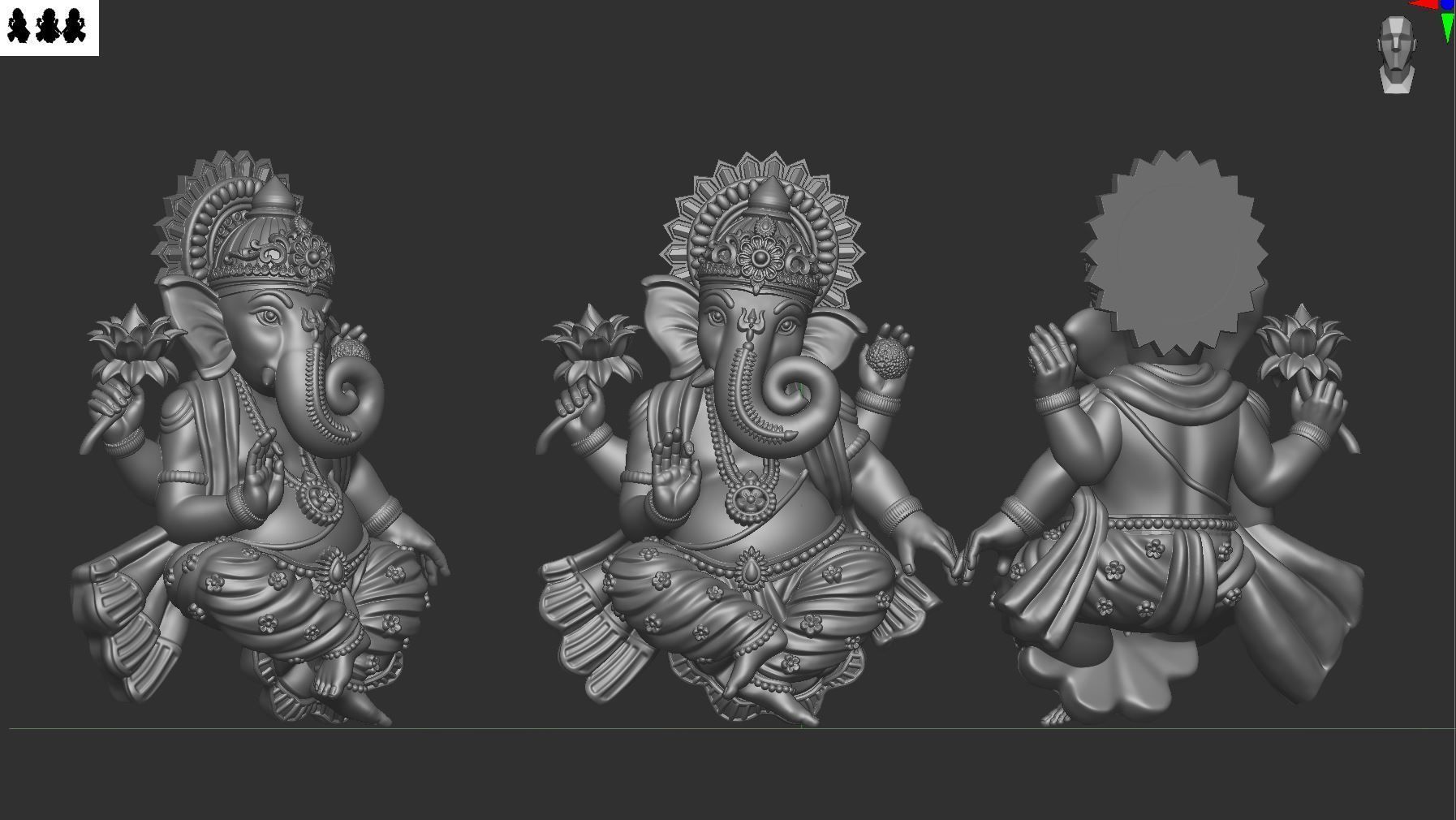 Ganesha Indian God 3D model 3D printable | CGTrader