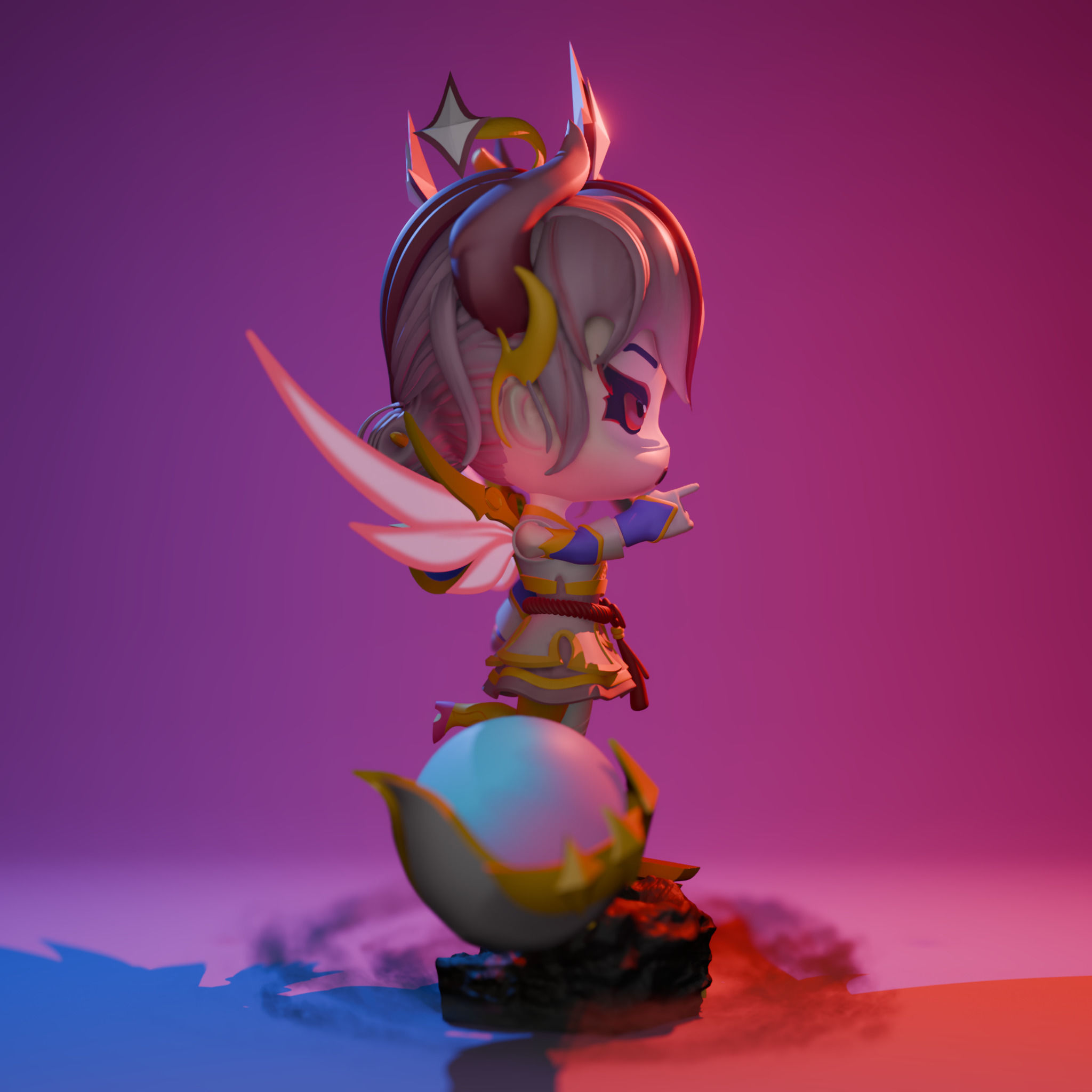 Oriana CHIBI League of legends multiple faces TFT 3D model 3D printable ...