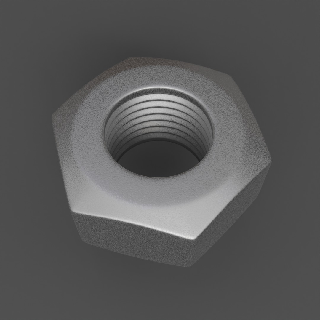Galvanized Steel Nut free 3D model | CGTrader