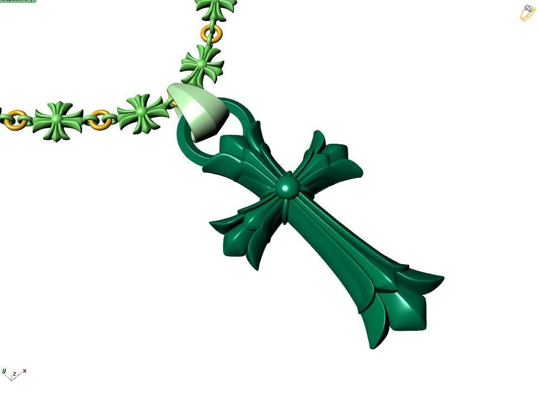 Cross Pendant and Chain 3D model 3D printable | CGTrader