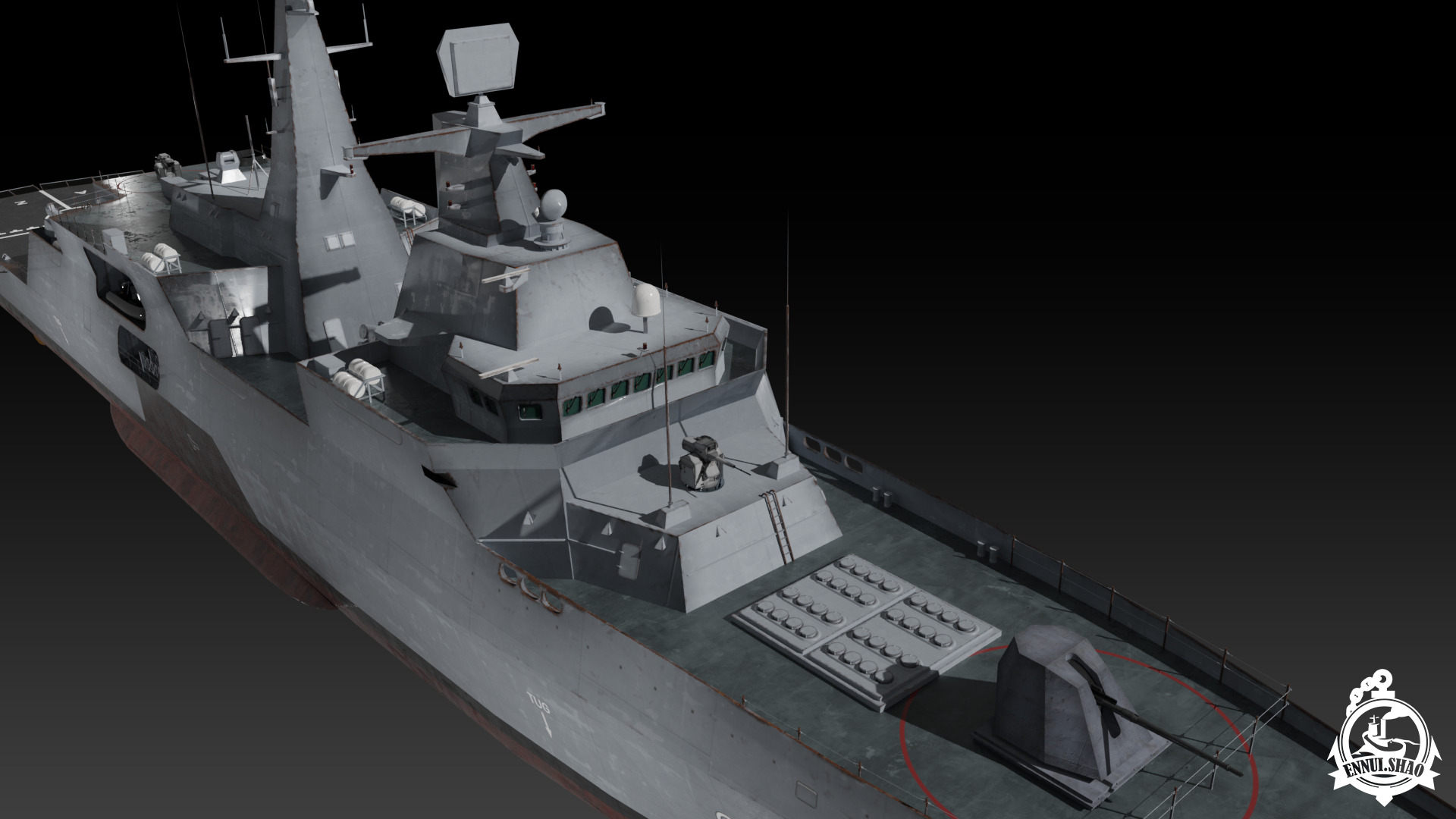 3D model Egyptian navy Al-Aziz class frigate game-ready VR / AR / low ...