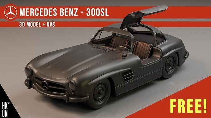 Mercedes Benz - 300SL Gullwing - 3D Model free 3D model | CGTrader