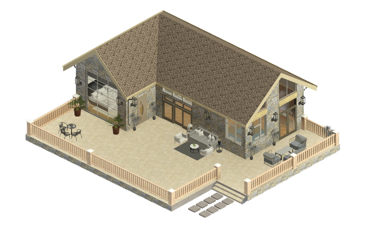 2 Bedroom Farmhouse House Plan 3D model | CGTrader