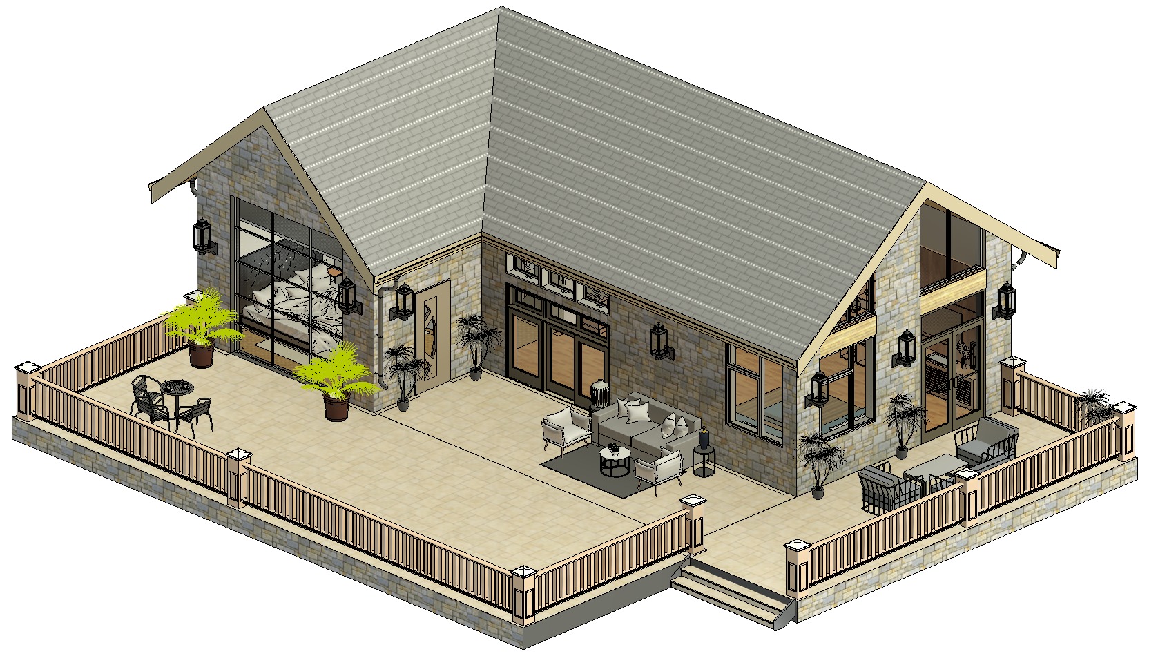 2 Bedroom Farmhouse House Plan 3D model | CGTrader