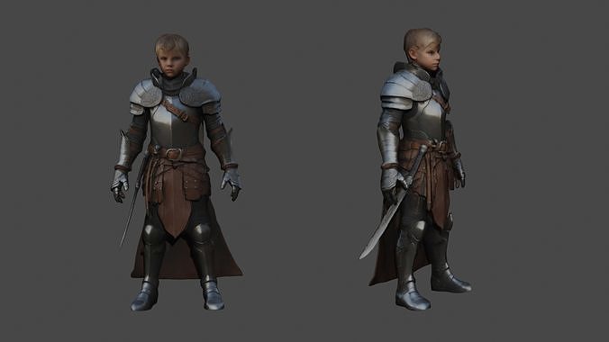 Young stylized knight free 3D model rigged | CGTrader