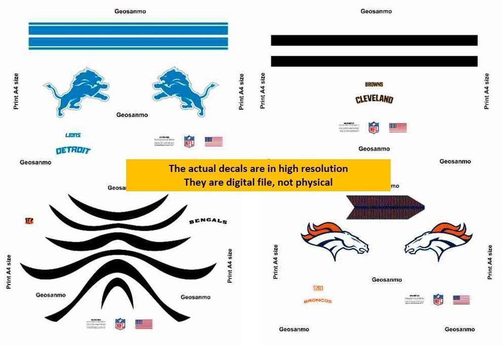 Printable High Resolution NFL Helmet Decals Pack 7 3D model 3D ...