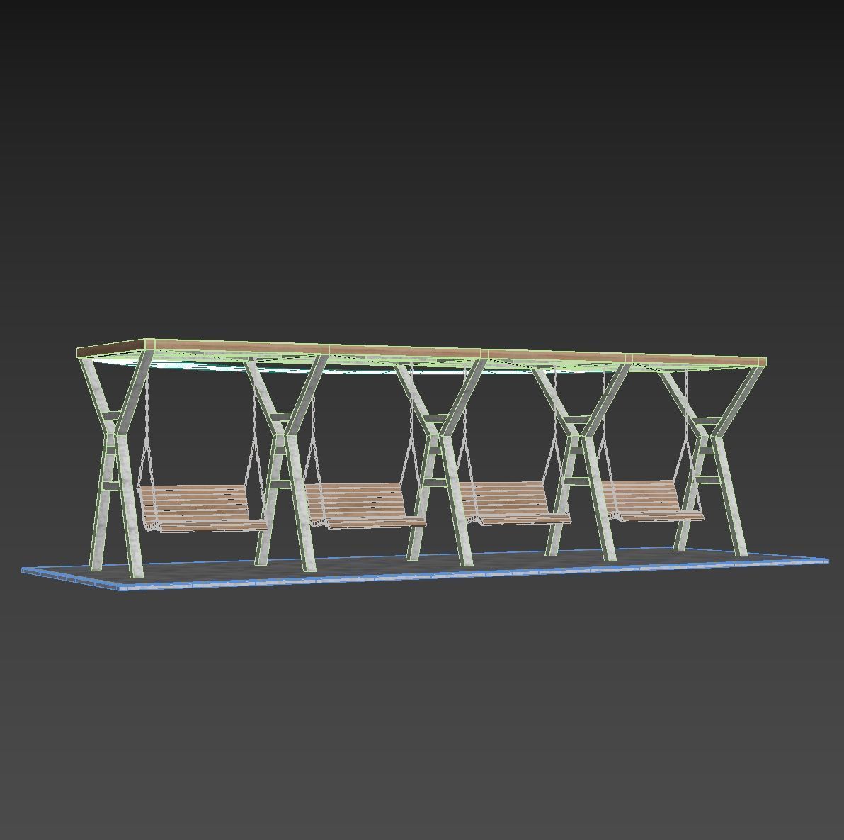 Set of pergolas gazebos canopies with swings benches 3D model | CGTrader