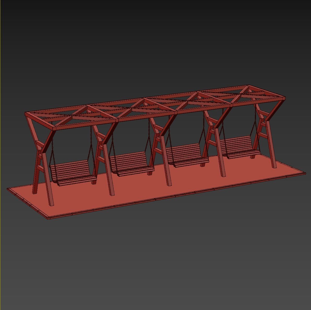Set of pergolas gazebos canopies with swings benches 3D model | CGTrader
