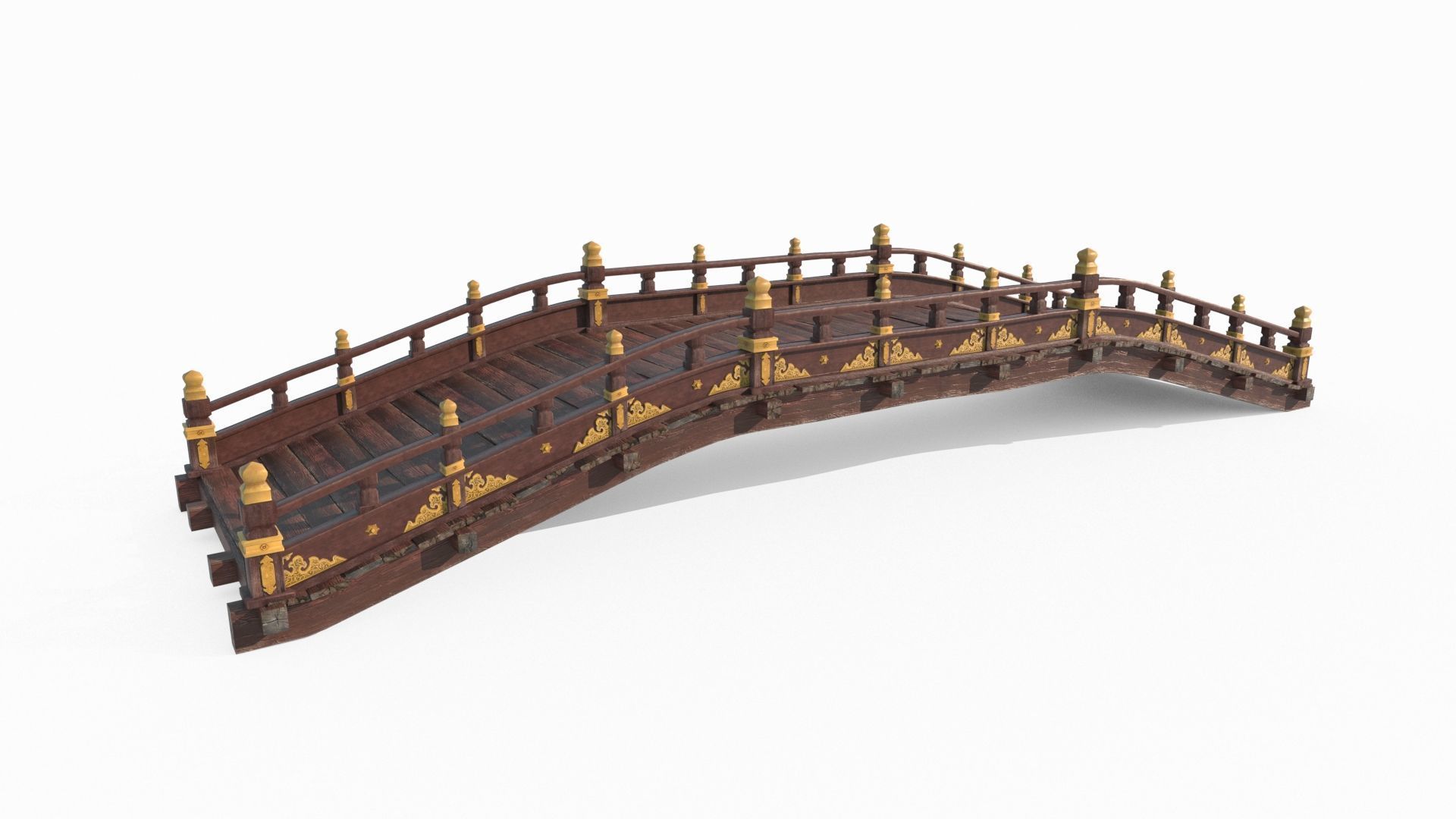 Asian ancient architecture wooden arch bridge 3D model | CGTrader