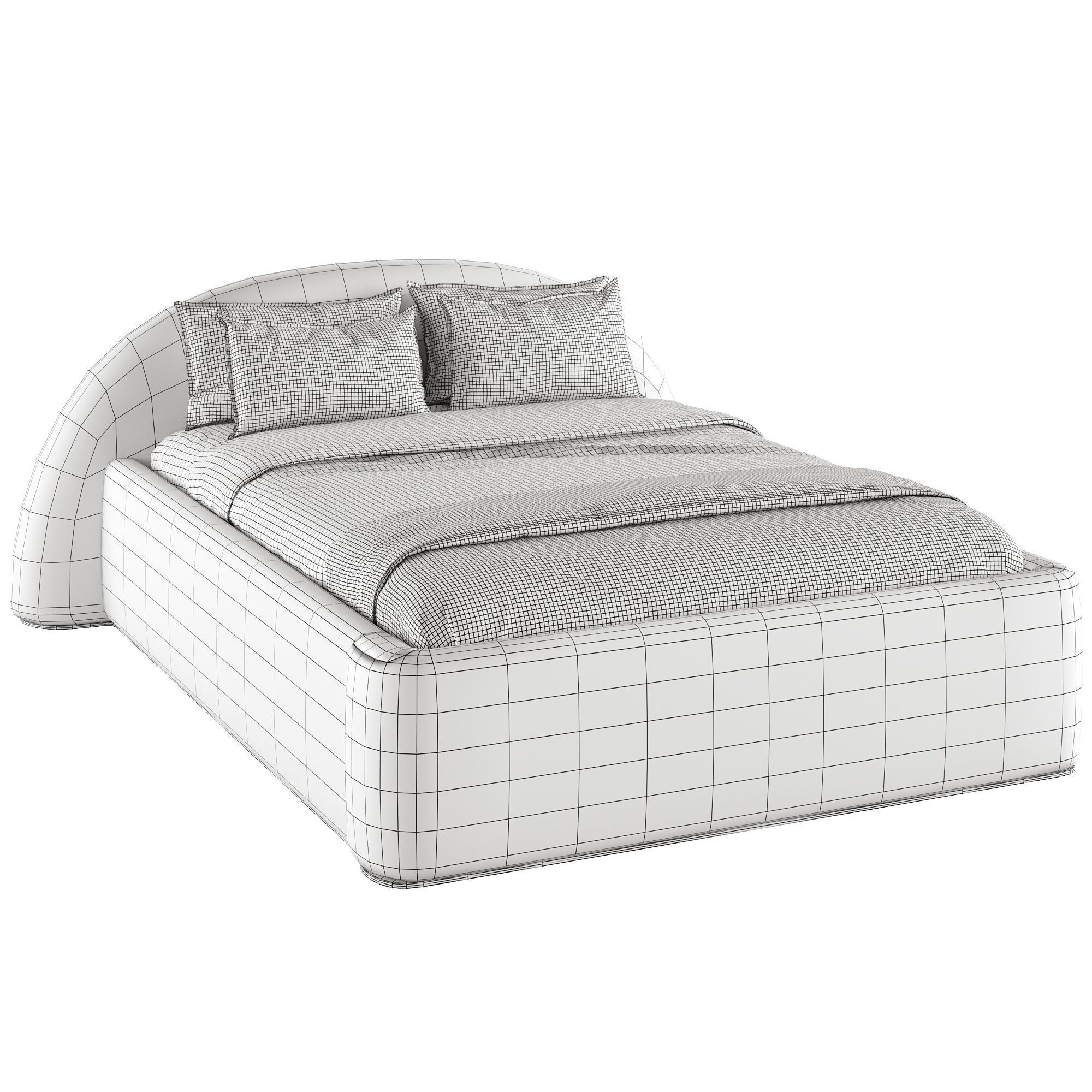 Quin Fabric Panel Bed free 3D model | CGTrader