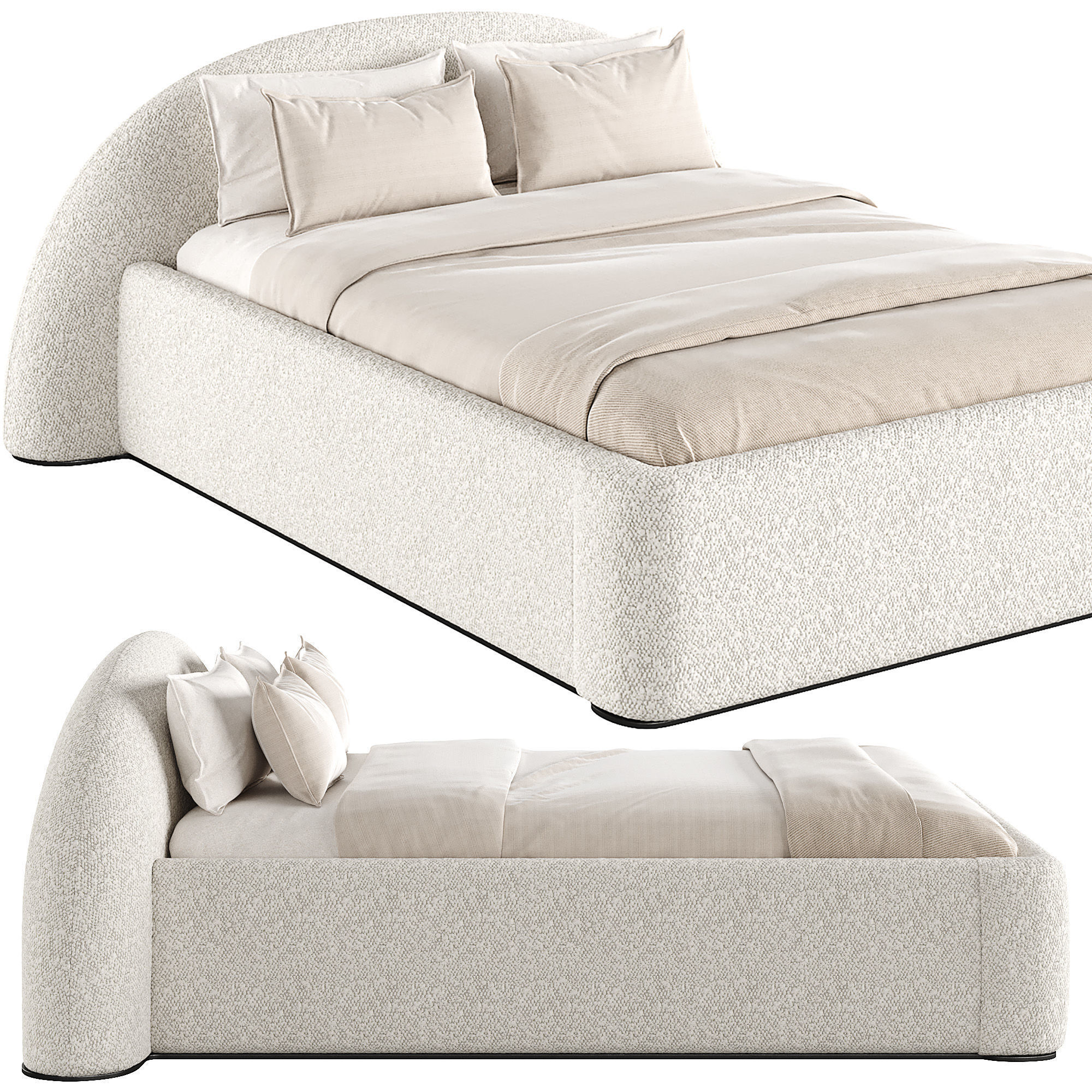 Quin Fabric Panel Bed free 3D model | CGTrader