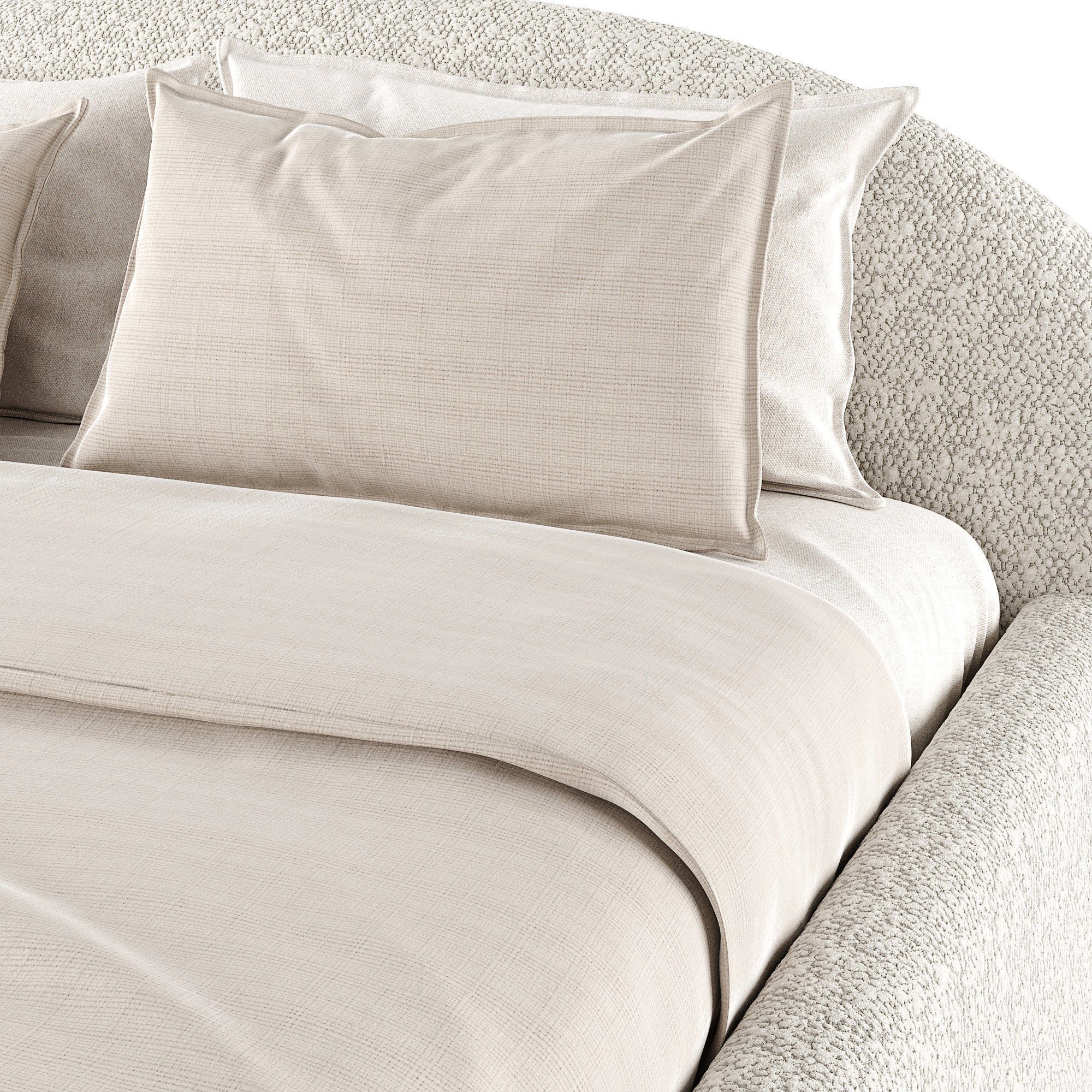Quin Fabric Panel Bed free 3D model | CGTrader