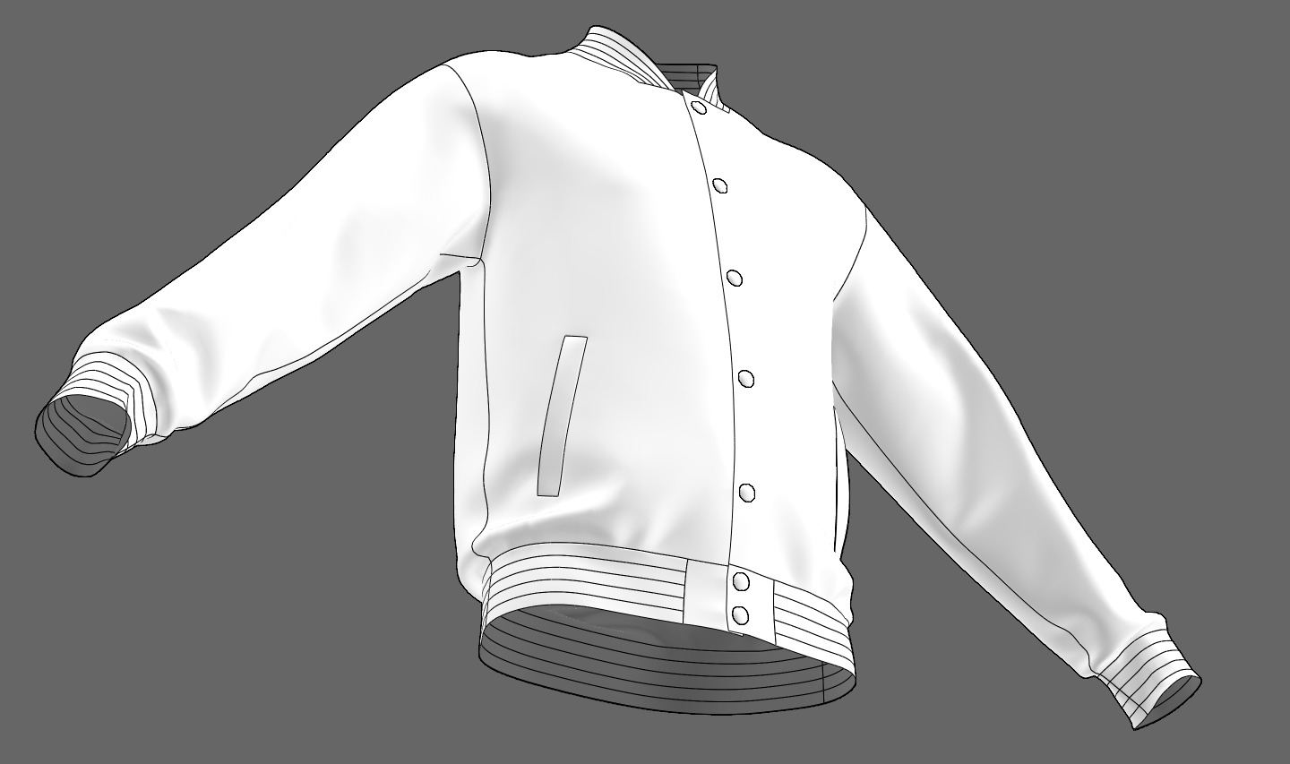 BASIC VARSITY JACKET mv2 highpoly 3D model | CGTrader