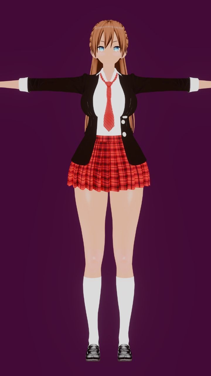 3D model Rigged Anime girl modle with anime shader eevee and cycle VR ...