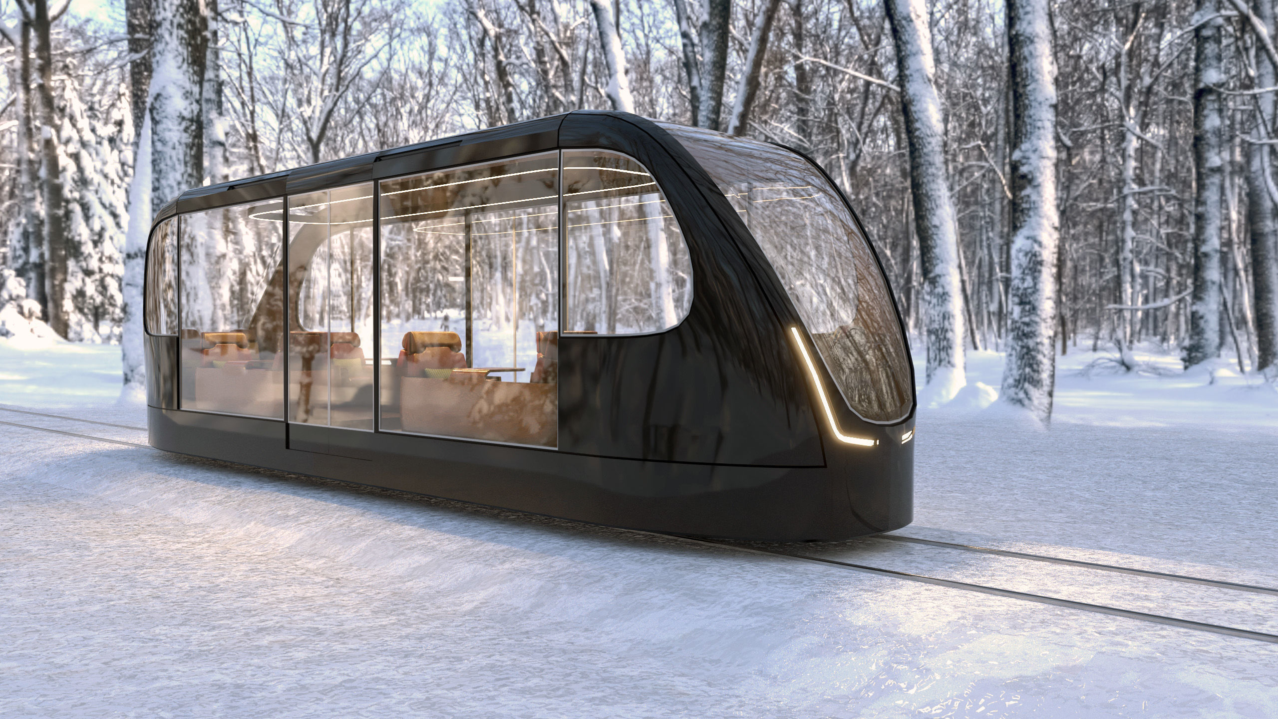 3D model M0022 Medium poly vehicle 3d model Futuristic Tram VR / AR ...