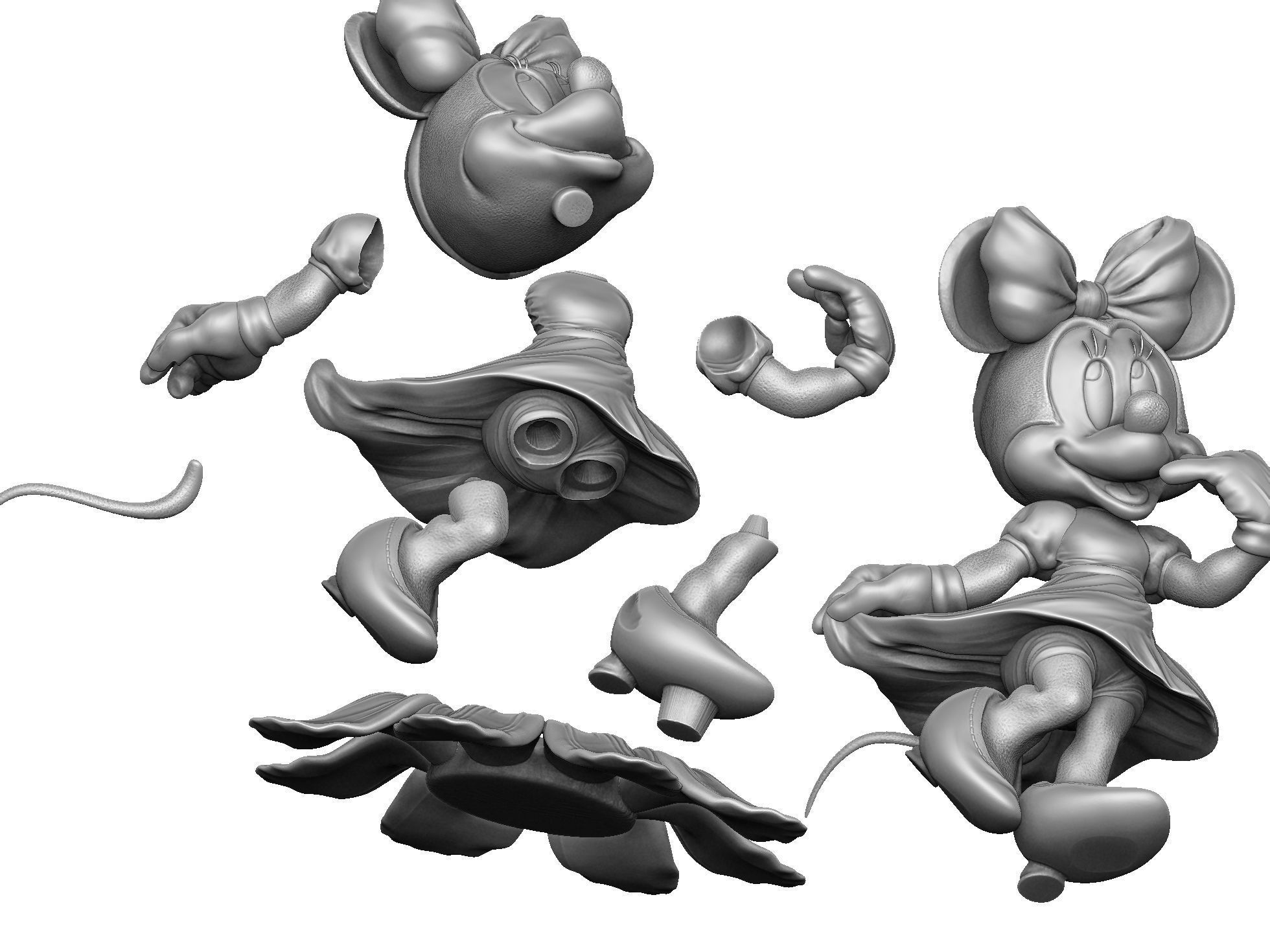 Minnie mouse with flower STL 3D model 3D printable | CGTrader