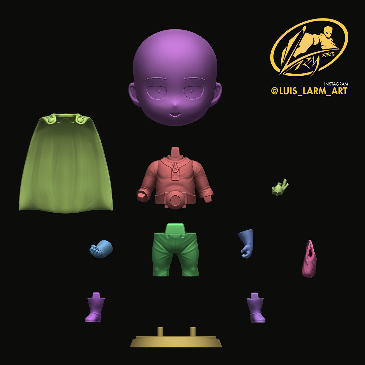 Saitama Chibi One Punch Man 3D model 3D printable | CGTrader