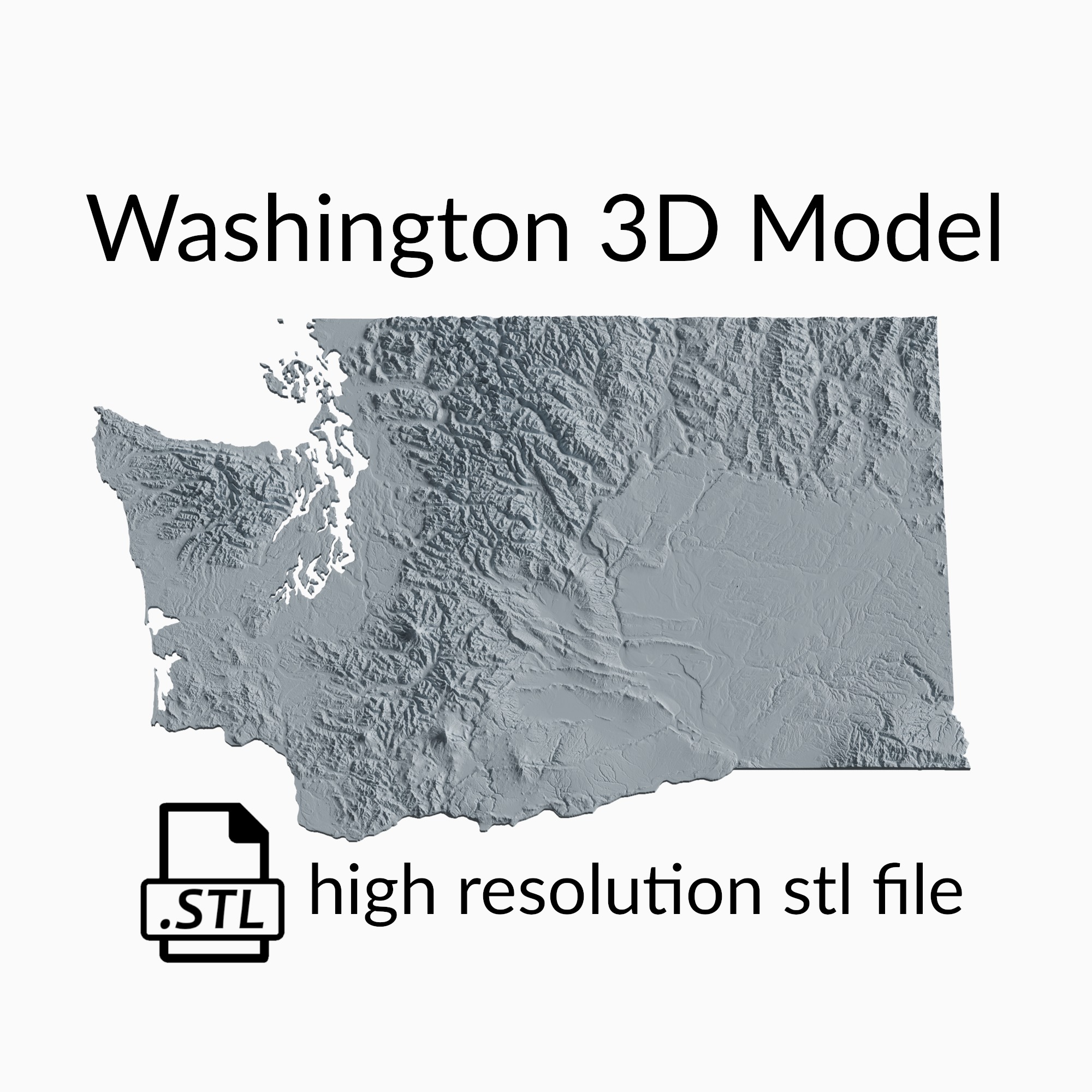 USA State of Washington Topographic Map - 3D Terrain Topography 3D ...